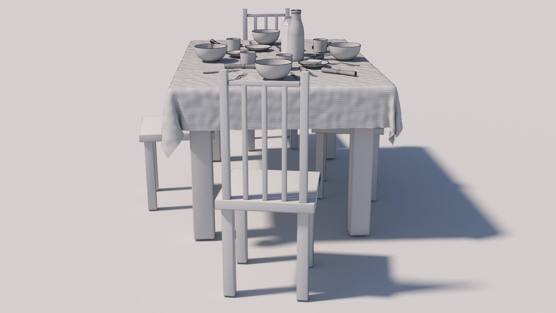 Breakfast Table With Flatware - 3D Model by kopofx