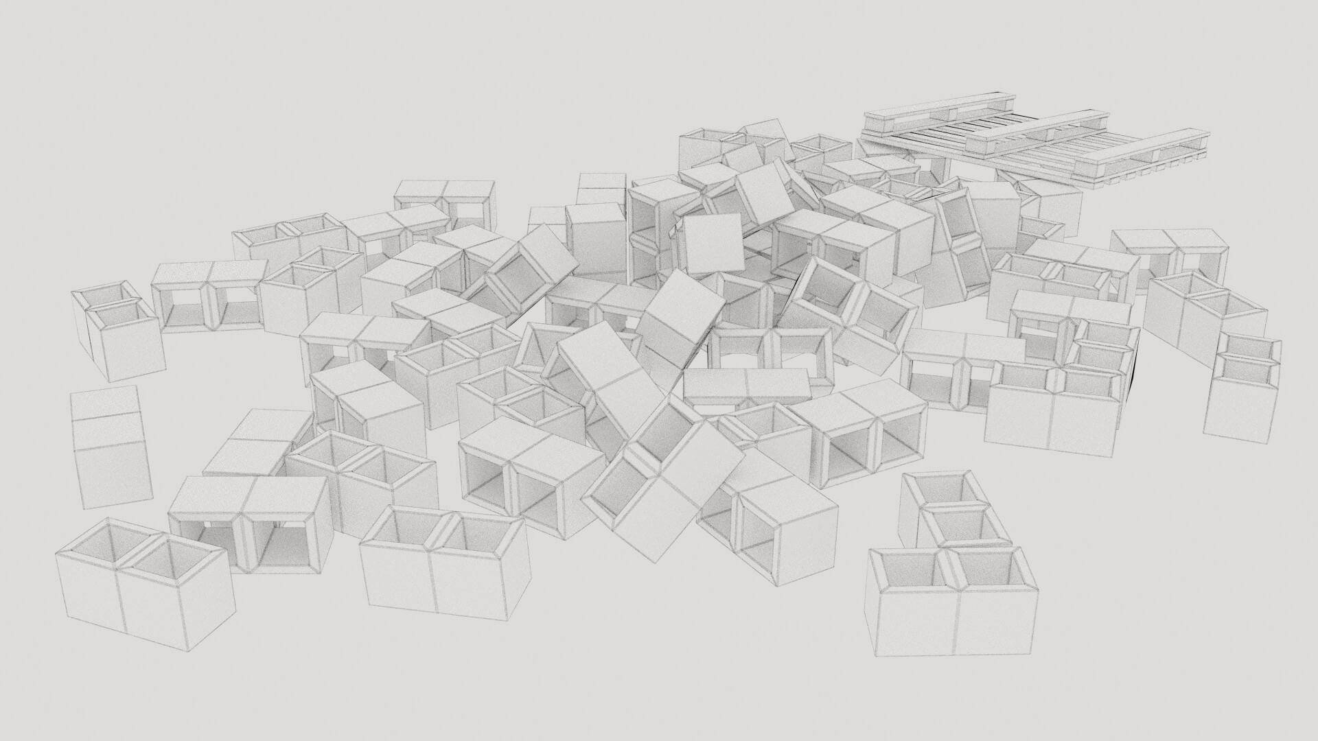 Concrete Blocks Pallet Pile 2 - 3D Model by kopofx
