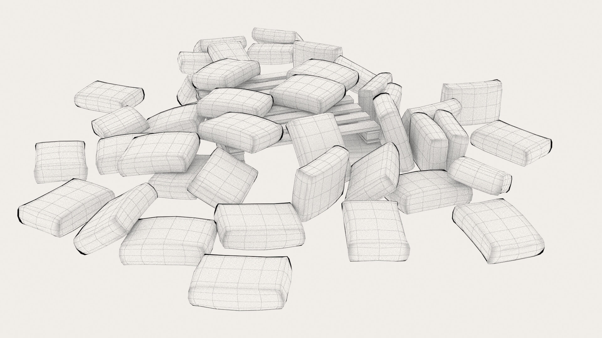 Concrete Sacks Pallet Pile 1 - 3D Model by kopofx