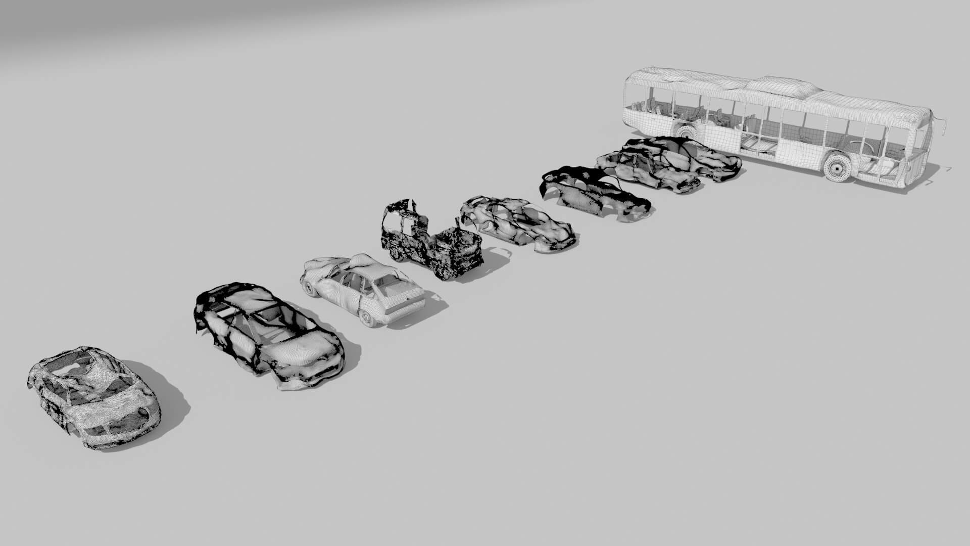 9 Destroyed Cars Vol 1 - 3D Model by kopofx