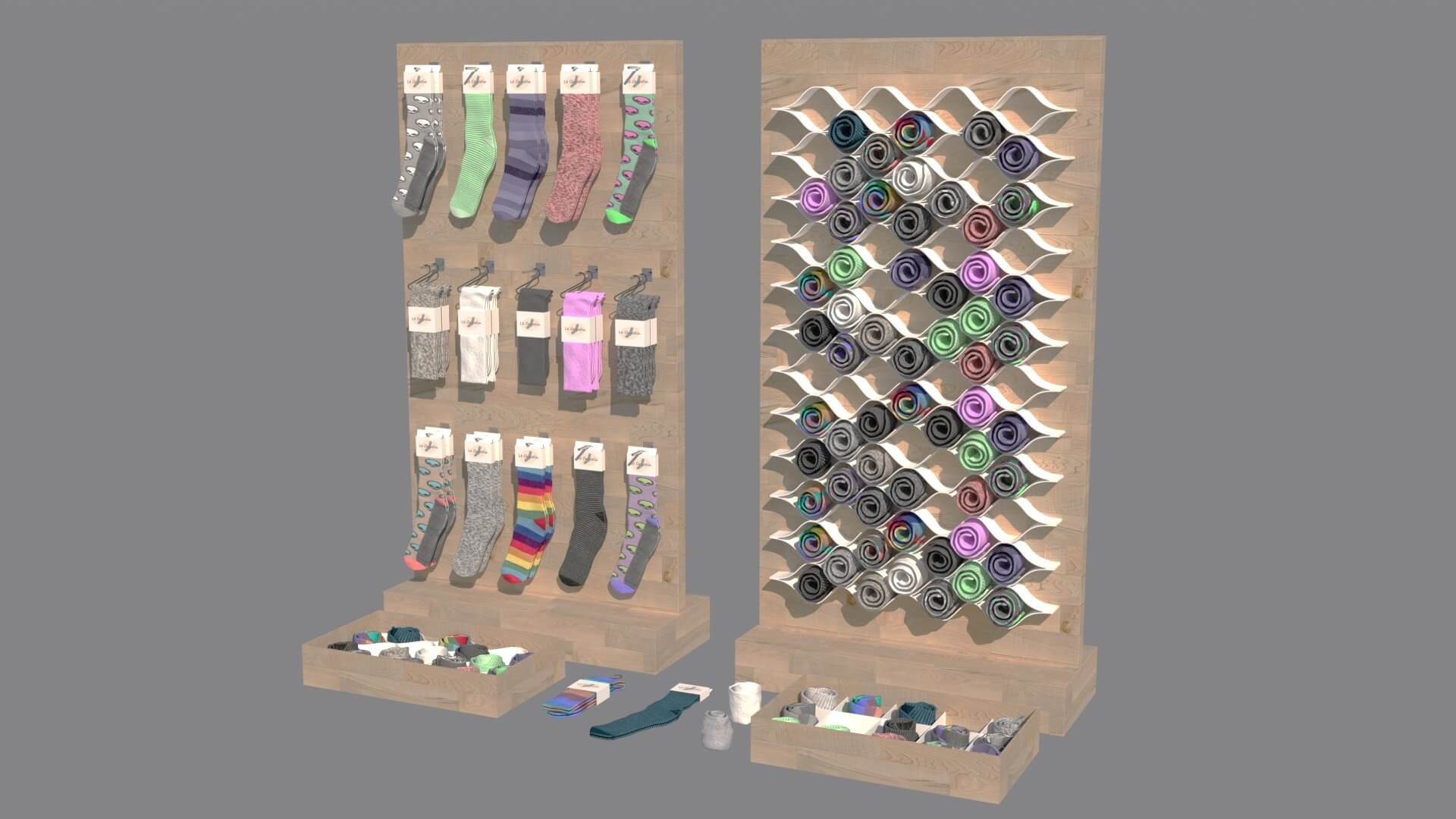 Folded Socks with Rack Display - 3D Model by kopofx