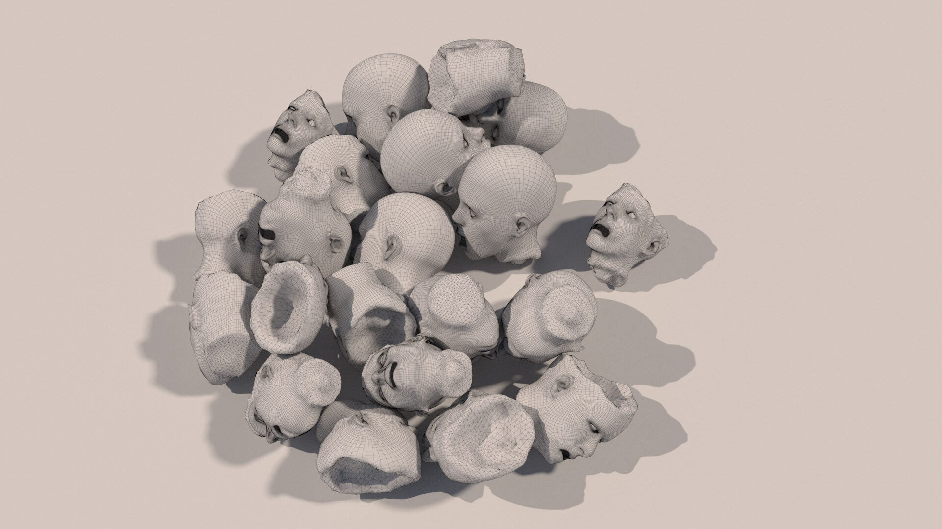 Human Heads Pile - 3D Model by kopofx