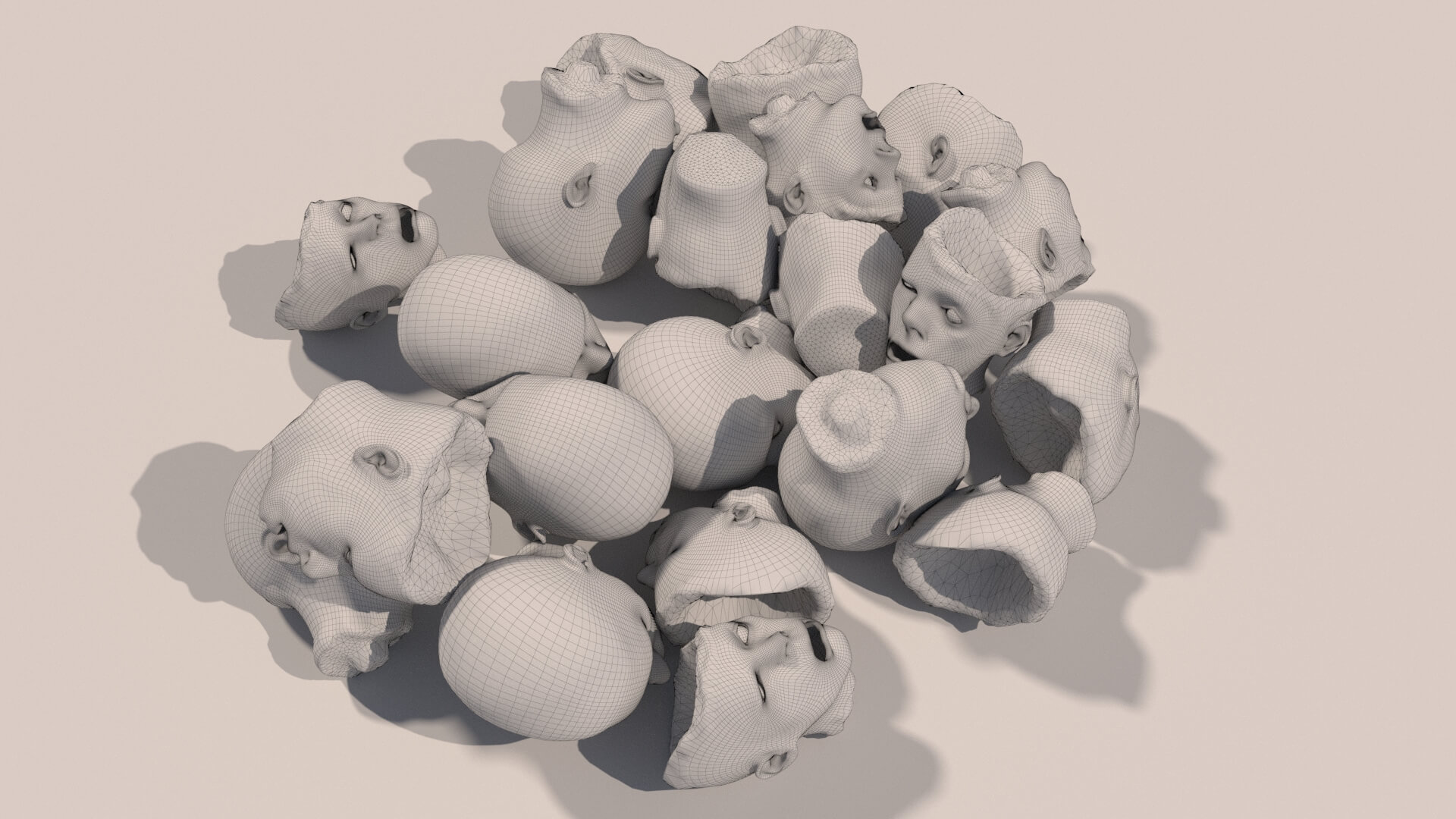 Human Heads Pile - 3D Model by kopofx