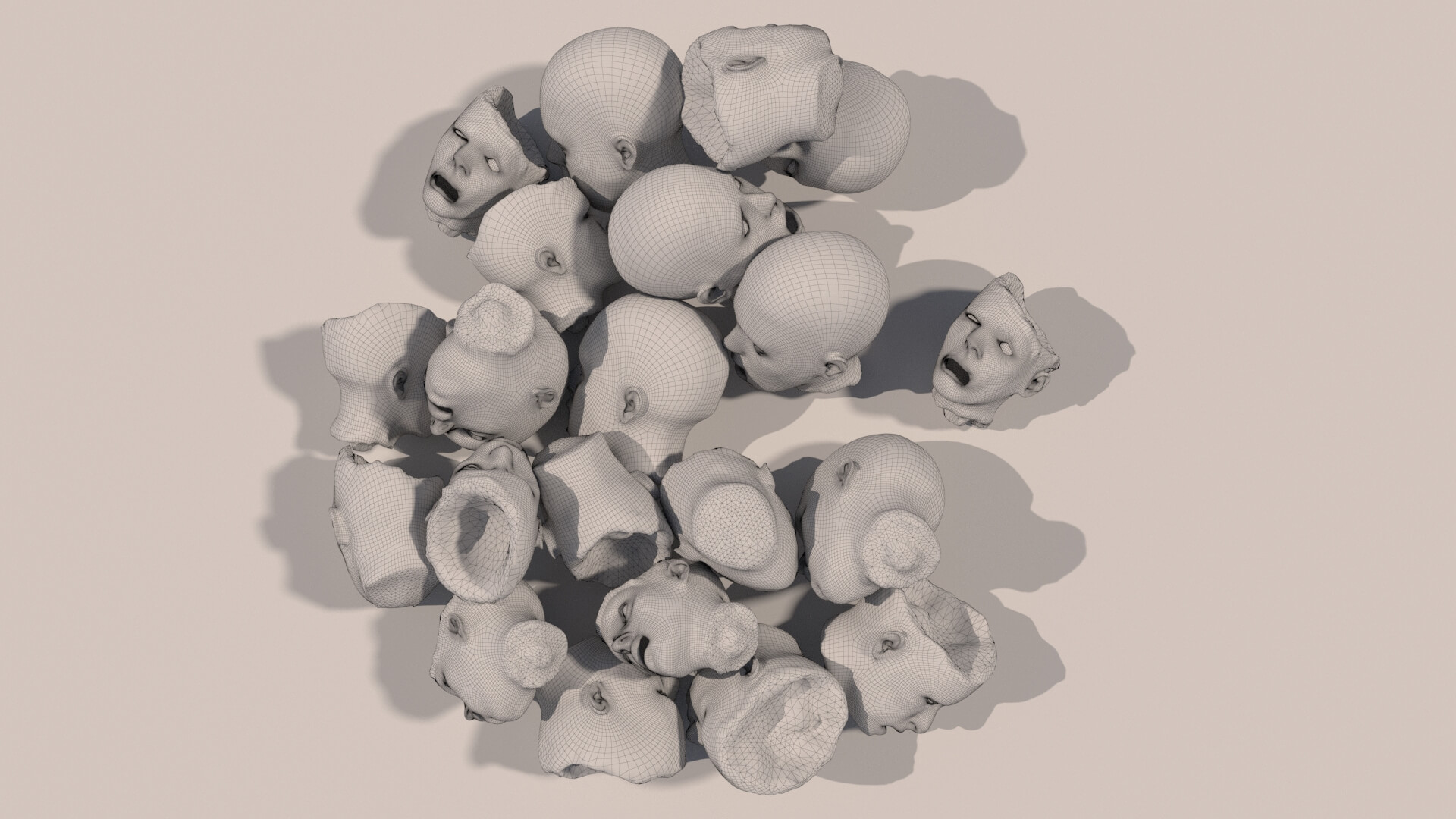 Human Heads Pile - 3D Model by kopofx
