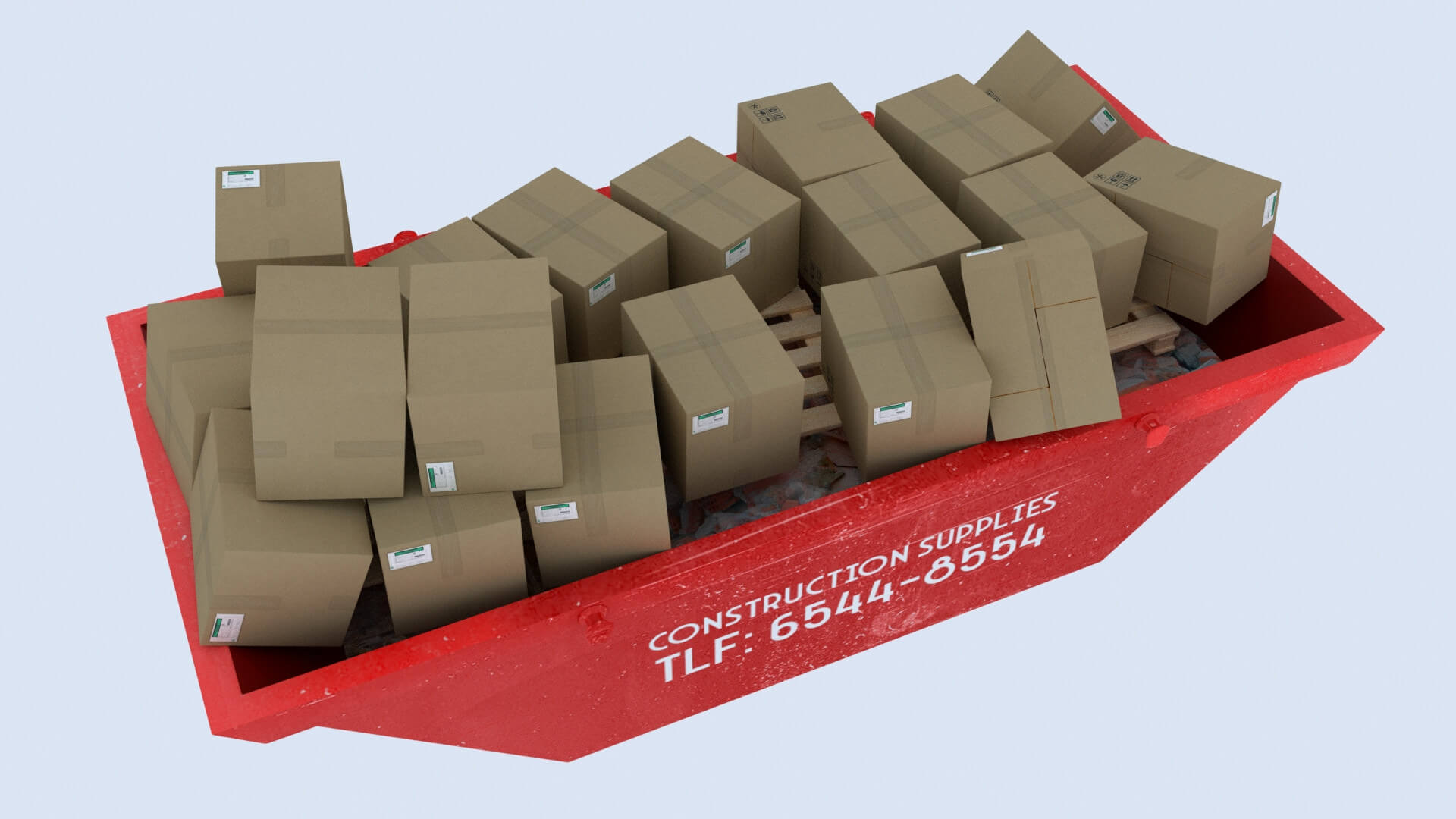 Industrial Container With Cardboard Boxes - 3D Model by kopofx