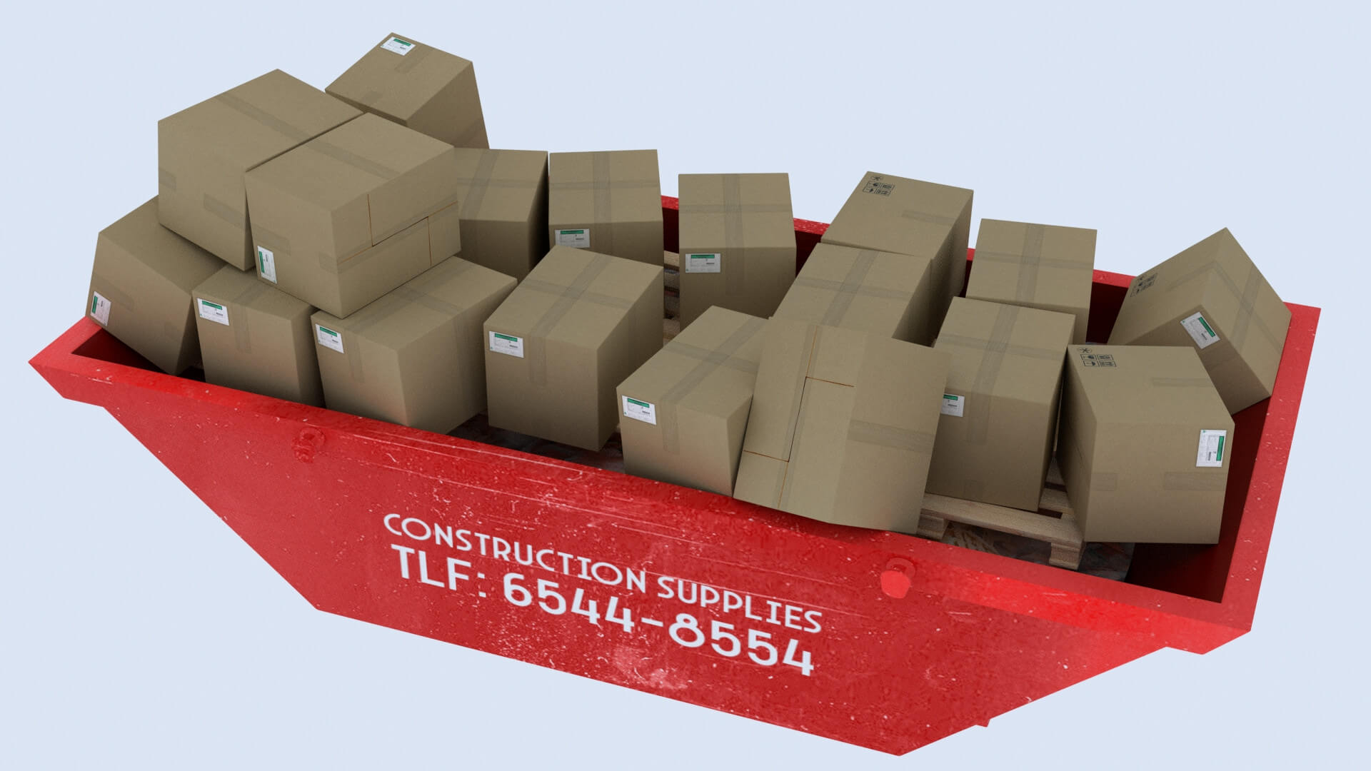 Industrial Container With Cardboard Boxes - 3D Model by kopofx