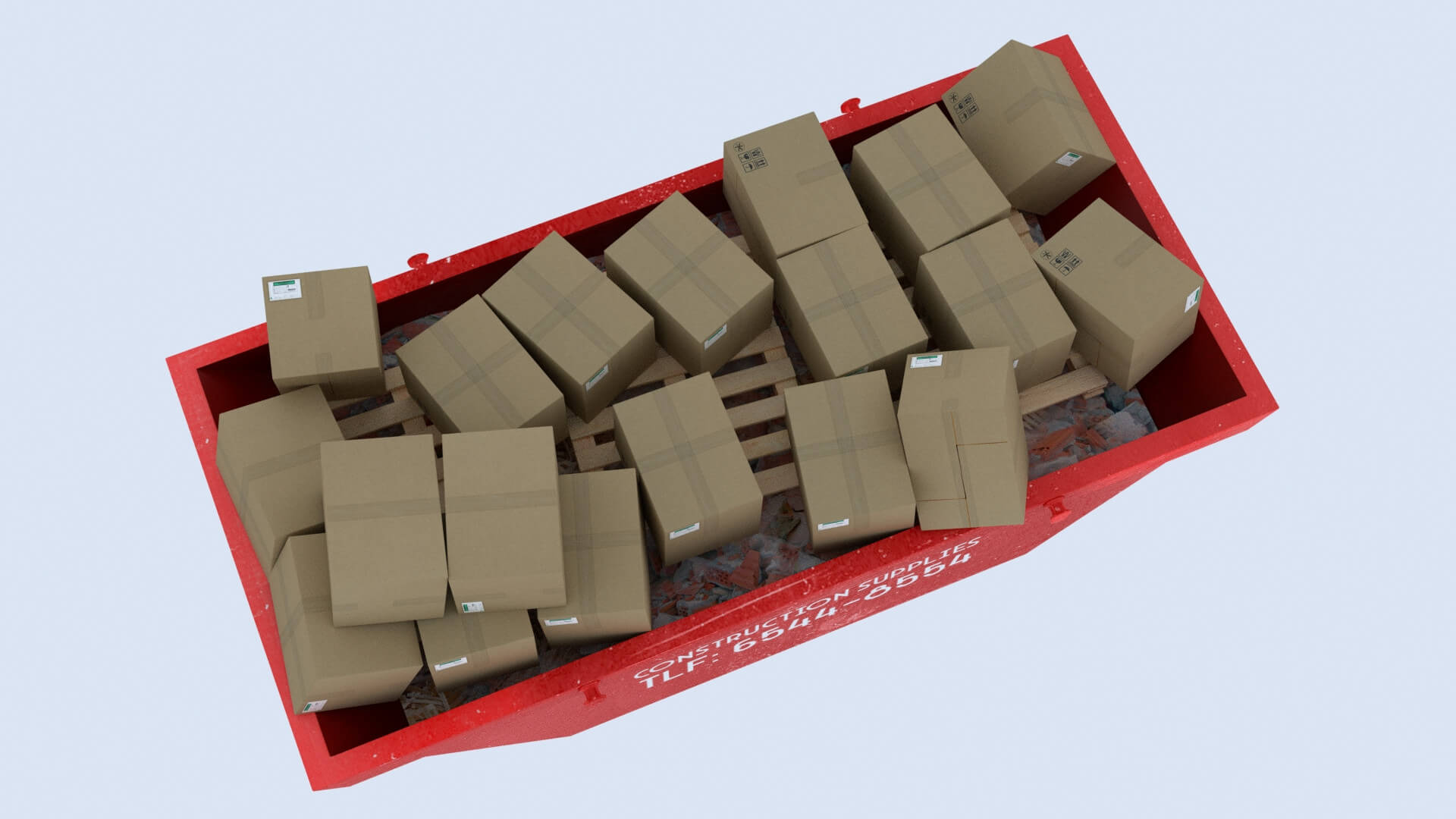 Industrial Container With Cardboard Boxes - 3D Model by kopofx