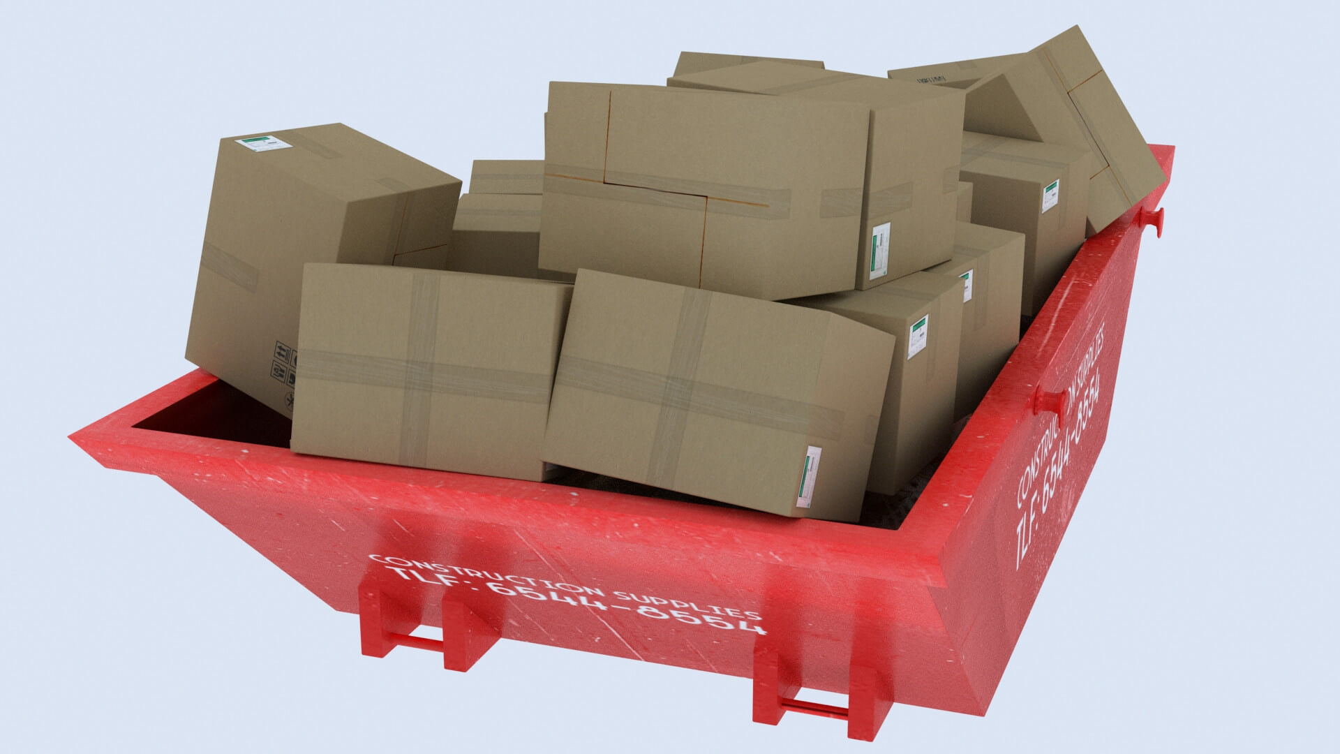 Industrial Container With Cardboard Boxes - 3D Model by kopofx