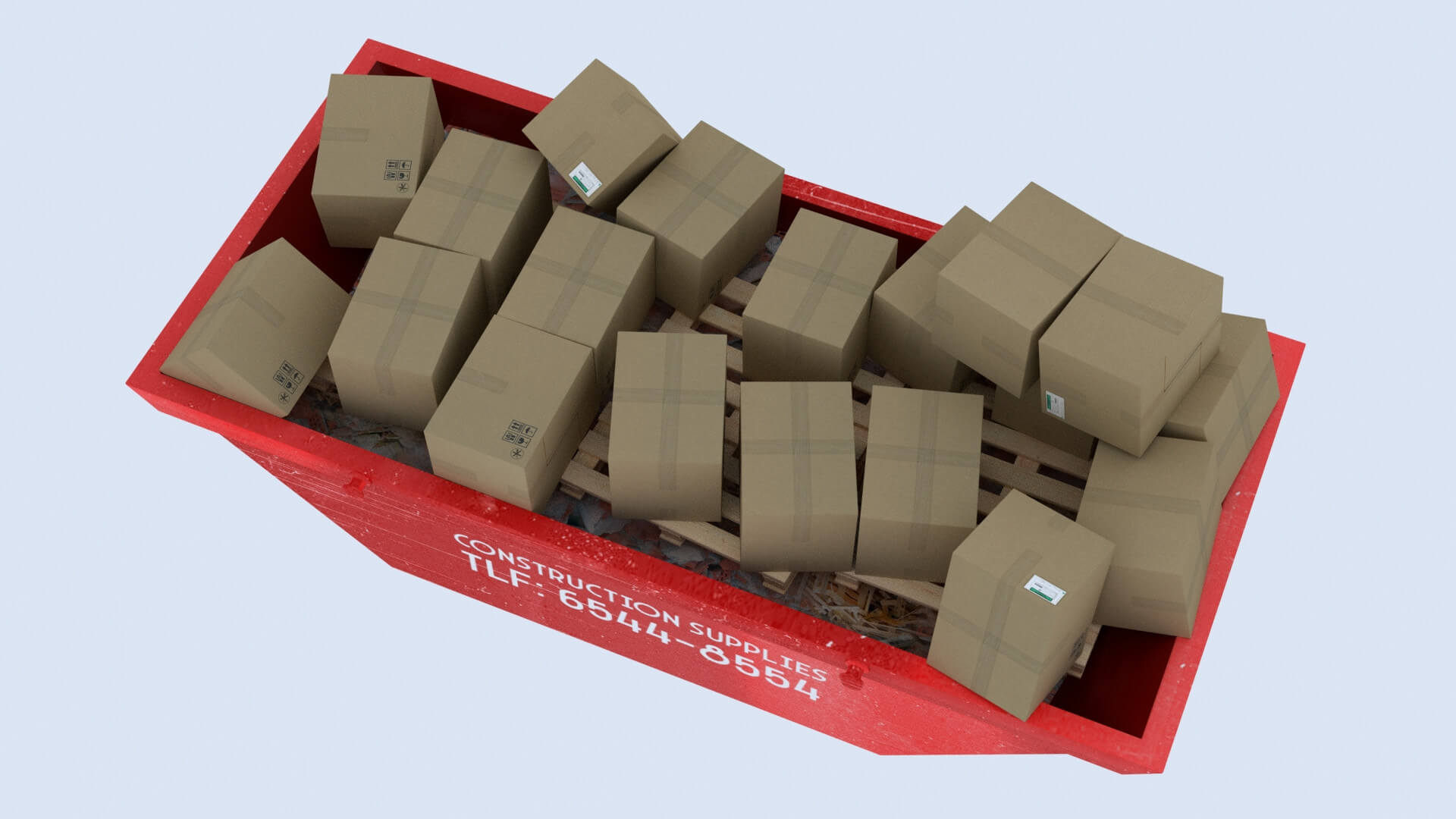 Industrial Container With Cardboard Boxes - 3D Model by kopofx