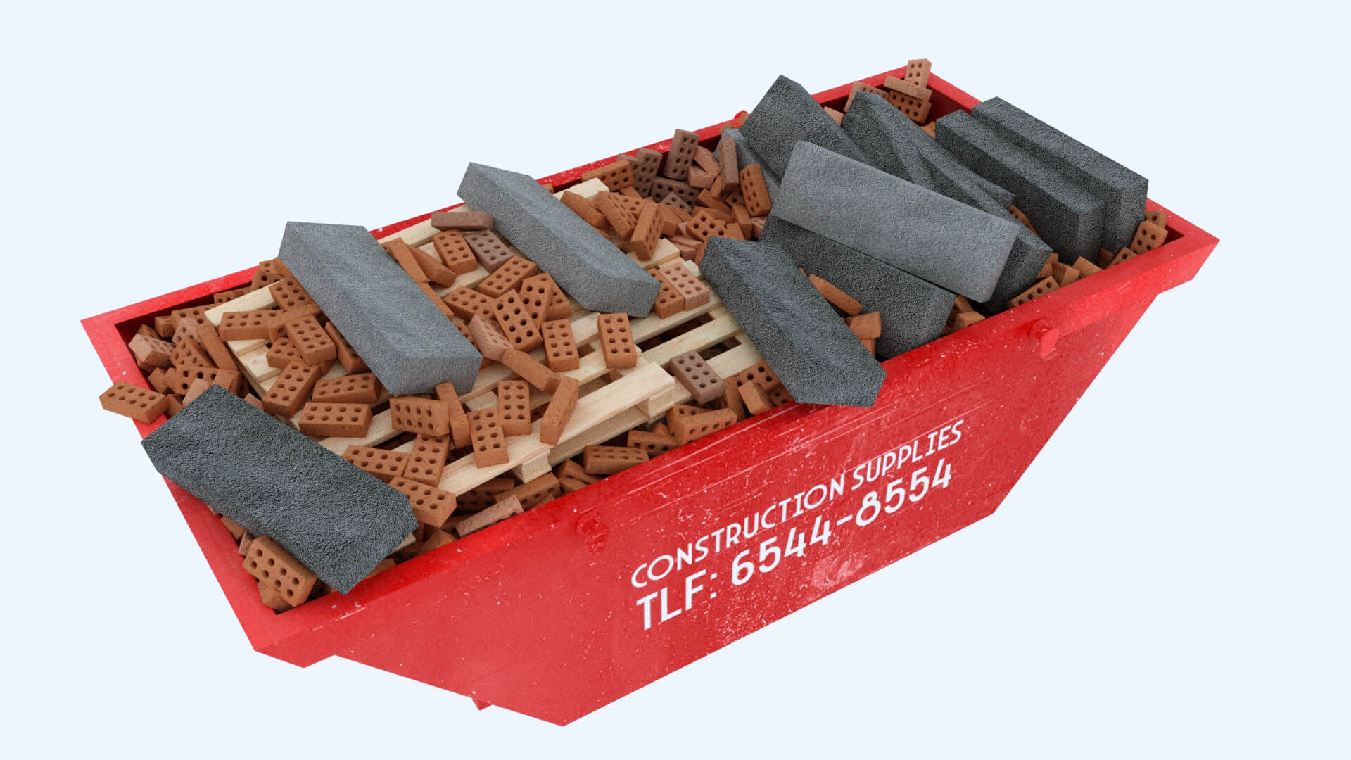 Industrial Container With Concrete Blocks and Bricks - 3D Model by kopofx