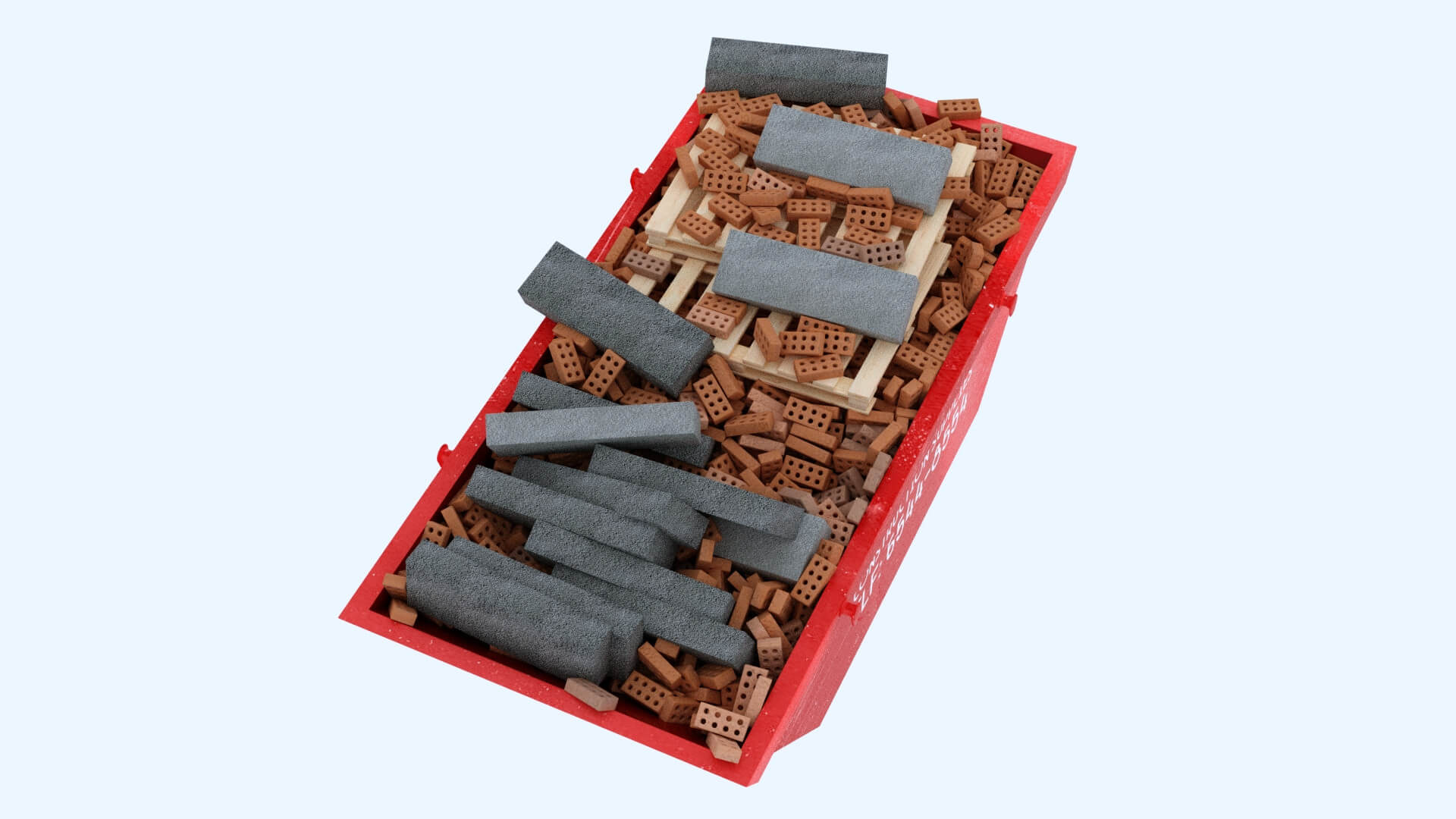 Industrial Container With Concrete Blocks and Bricks - 3D Model by kopofx