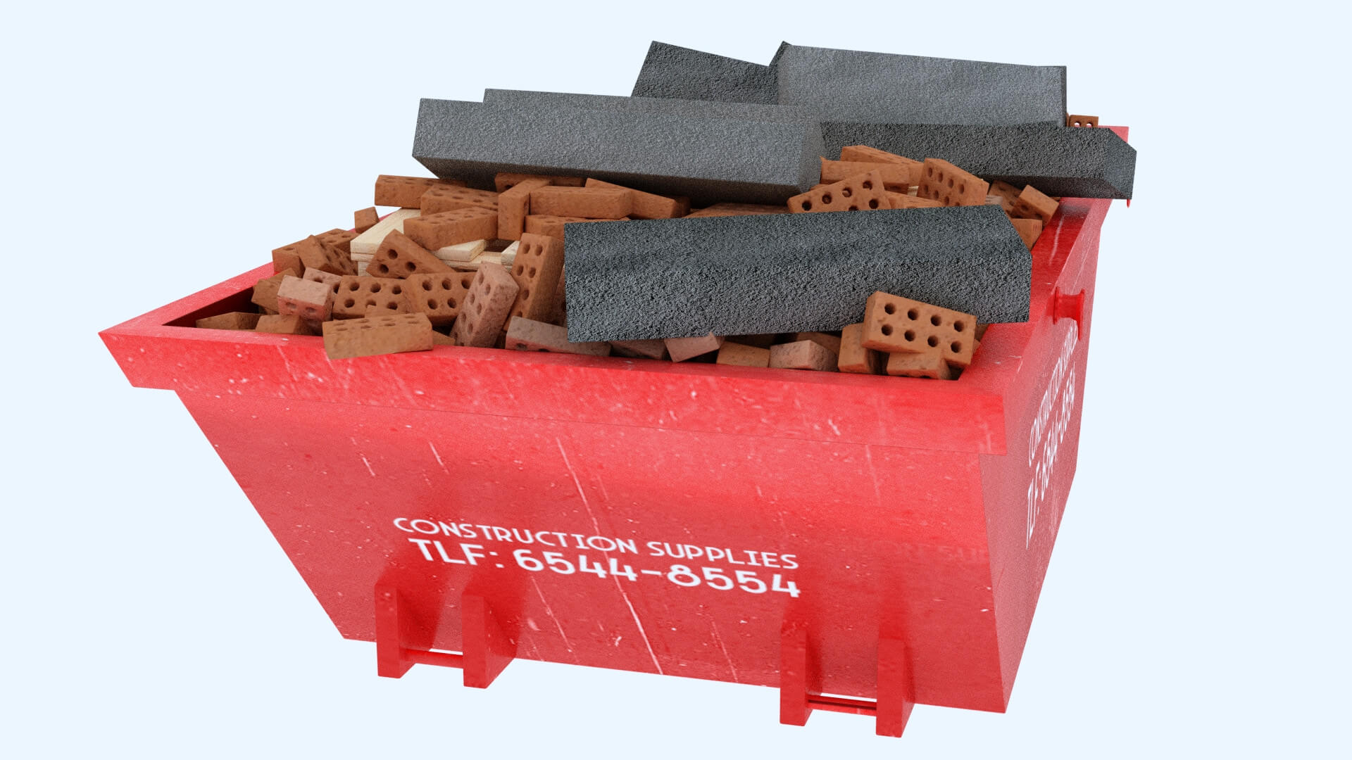 Industrial Container With Concrete Blocks and Bricks - 3D Model by kopofx