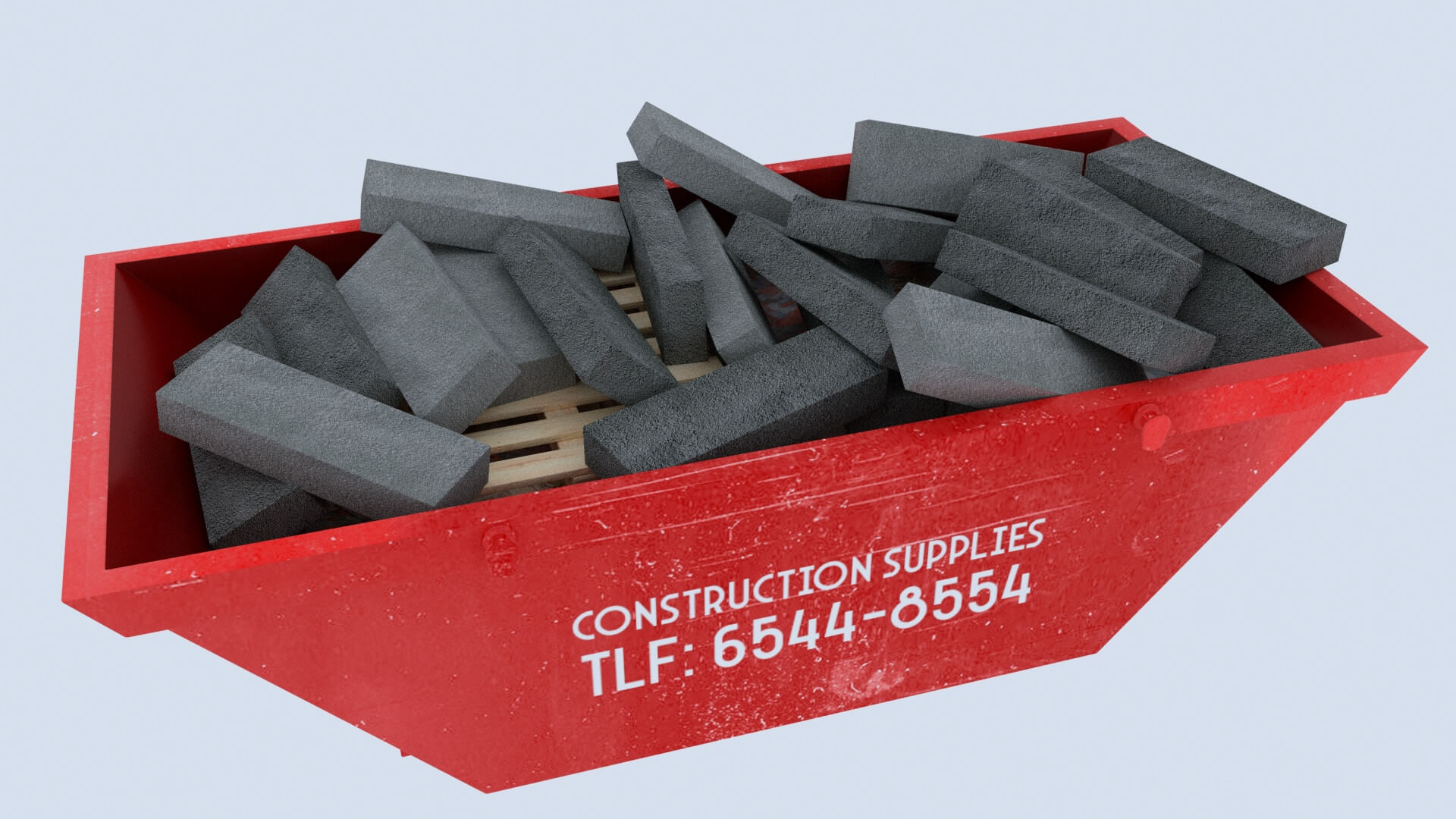 Industrial Container With Concrete Blocks - 3D Model by kopofx