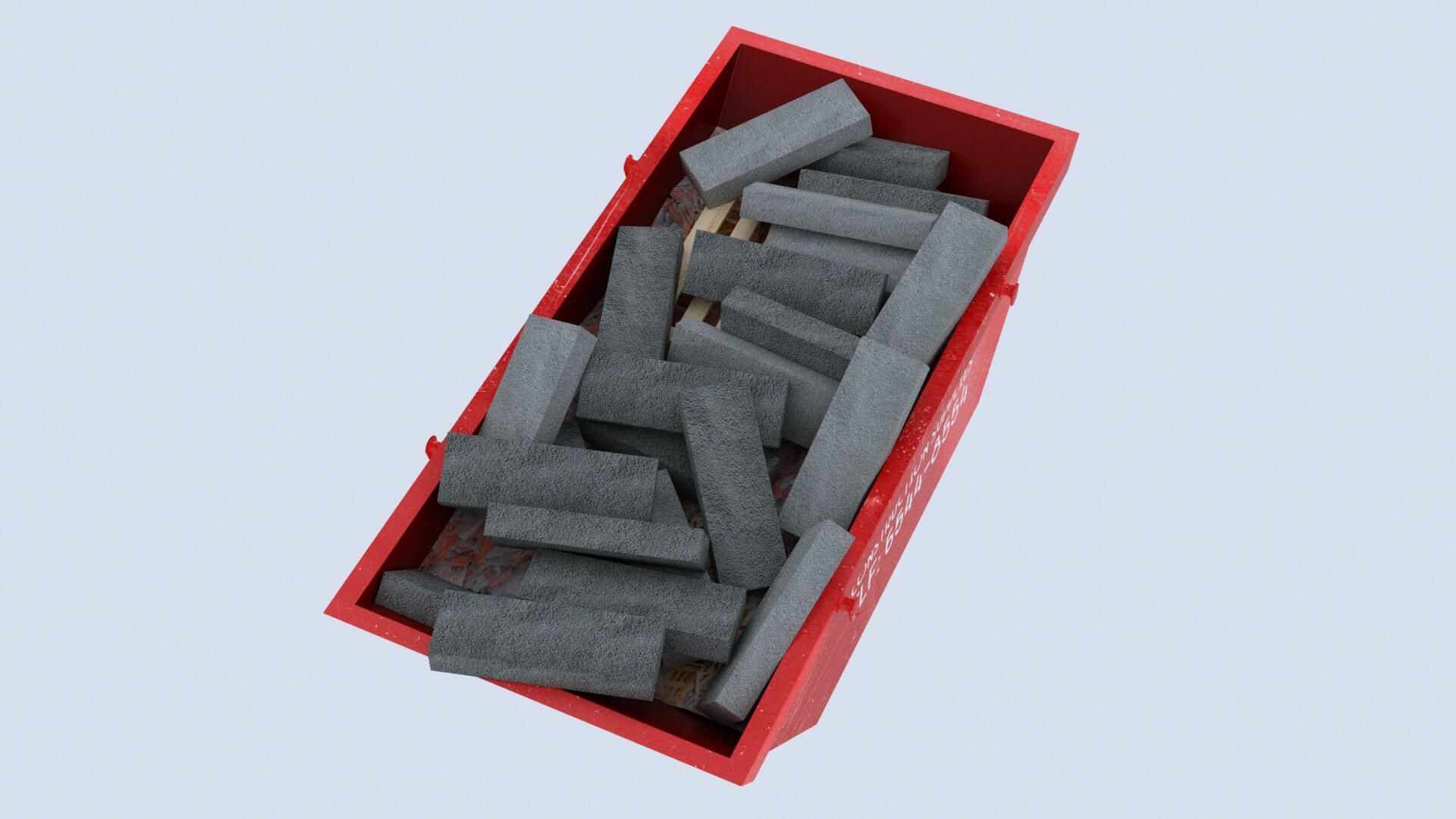 Industrial Container With Concrete Blocks - 3D Model by kopofx
