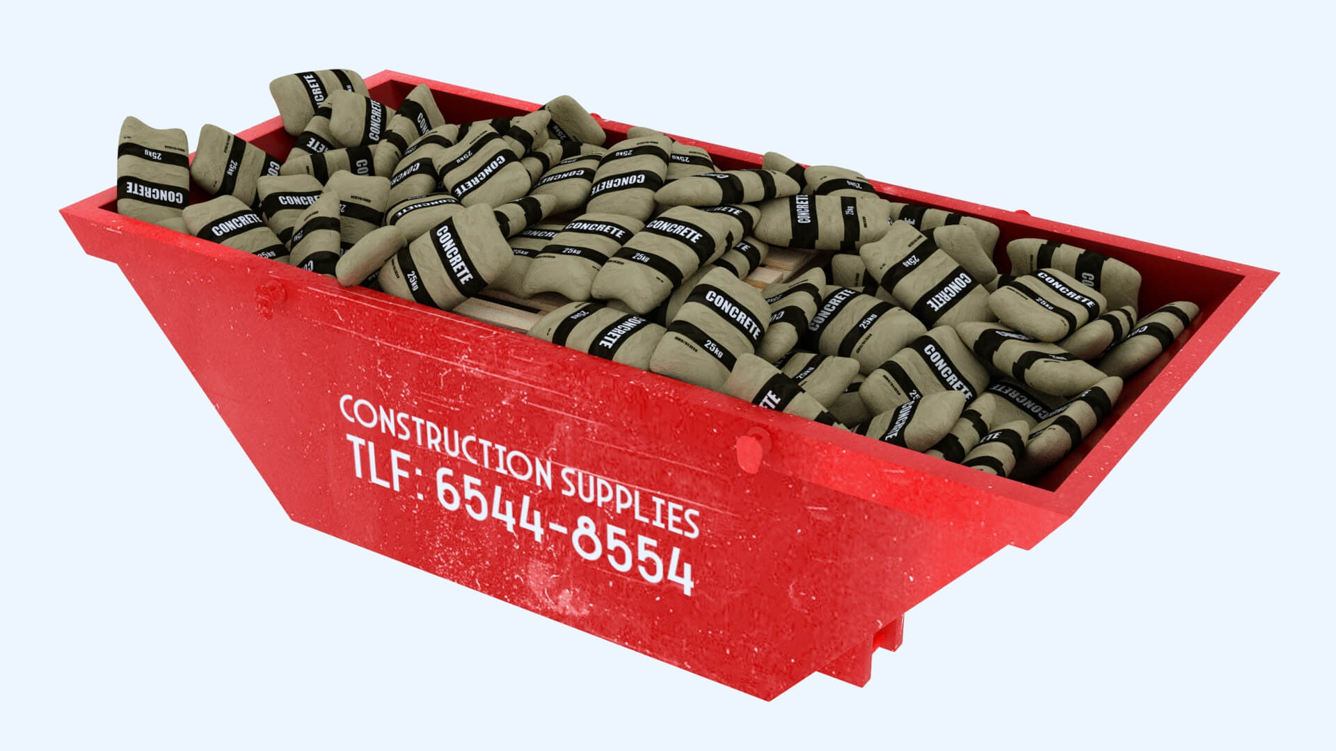 Industrial Container With Concrete Sacks 2 - 3D Model by kopofx