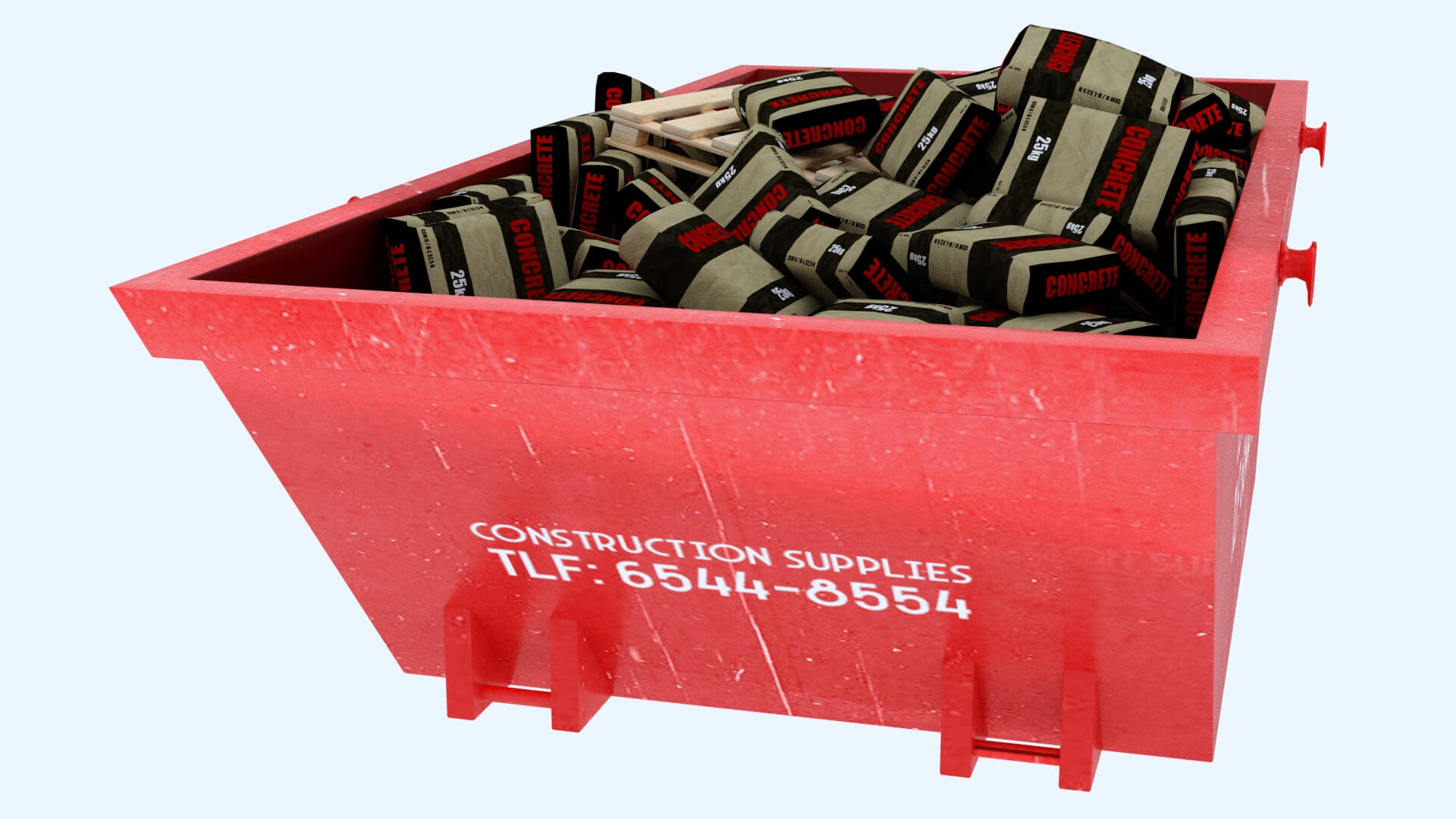 Industrial Container With Concrete Sacks - 3D Model by kopofx