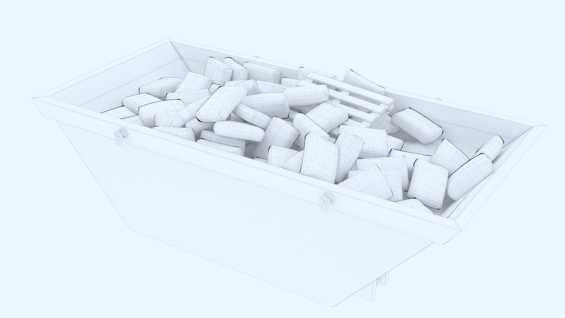 Industrial Container With Concrete Sacks - 3D Model by kopofx