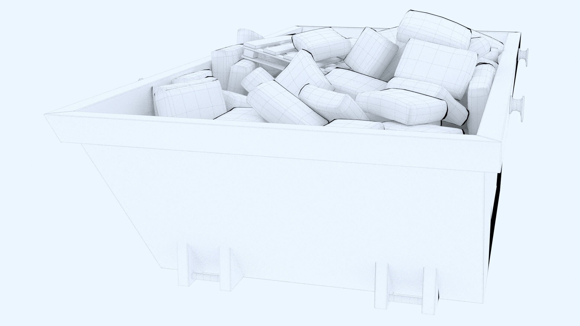 Industrial Container With Concrete Sacks - 3D Model by kopofx