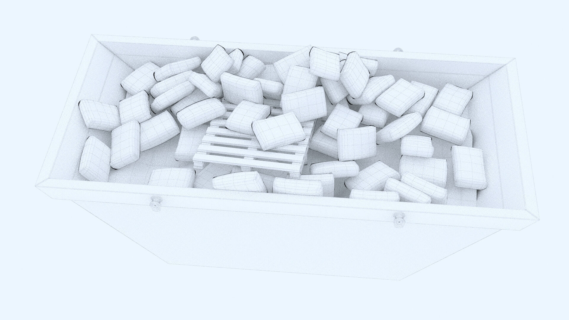 Industrial Container With Concrete Sacks - 3D Model by kopofx