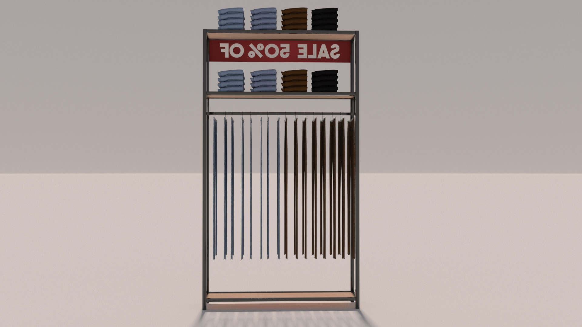 Hanged and Folded Jeans Trousers Sale Shop Cloth Rack - 3D Model by kopofx