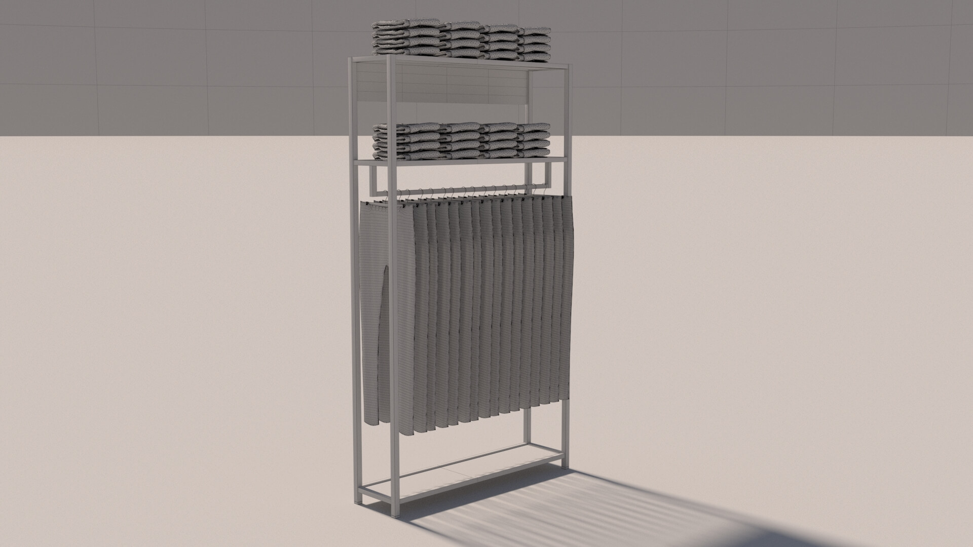 Hanged and Folded Jeans Trousers Sale Shop Cloth Rack - 3D Model by kopofx