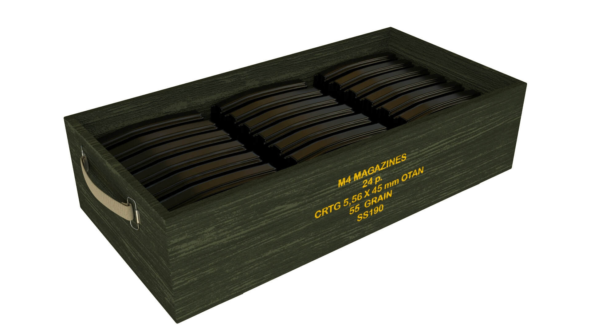 M4 Magazines Transport Wood Box - 3D Model by kopofx