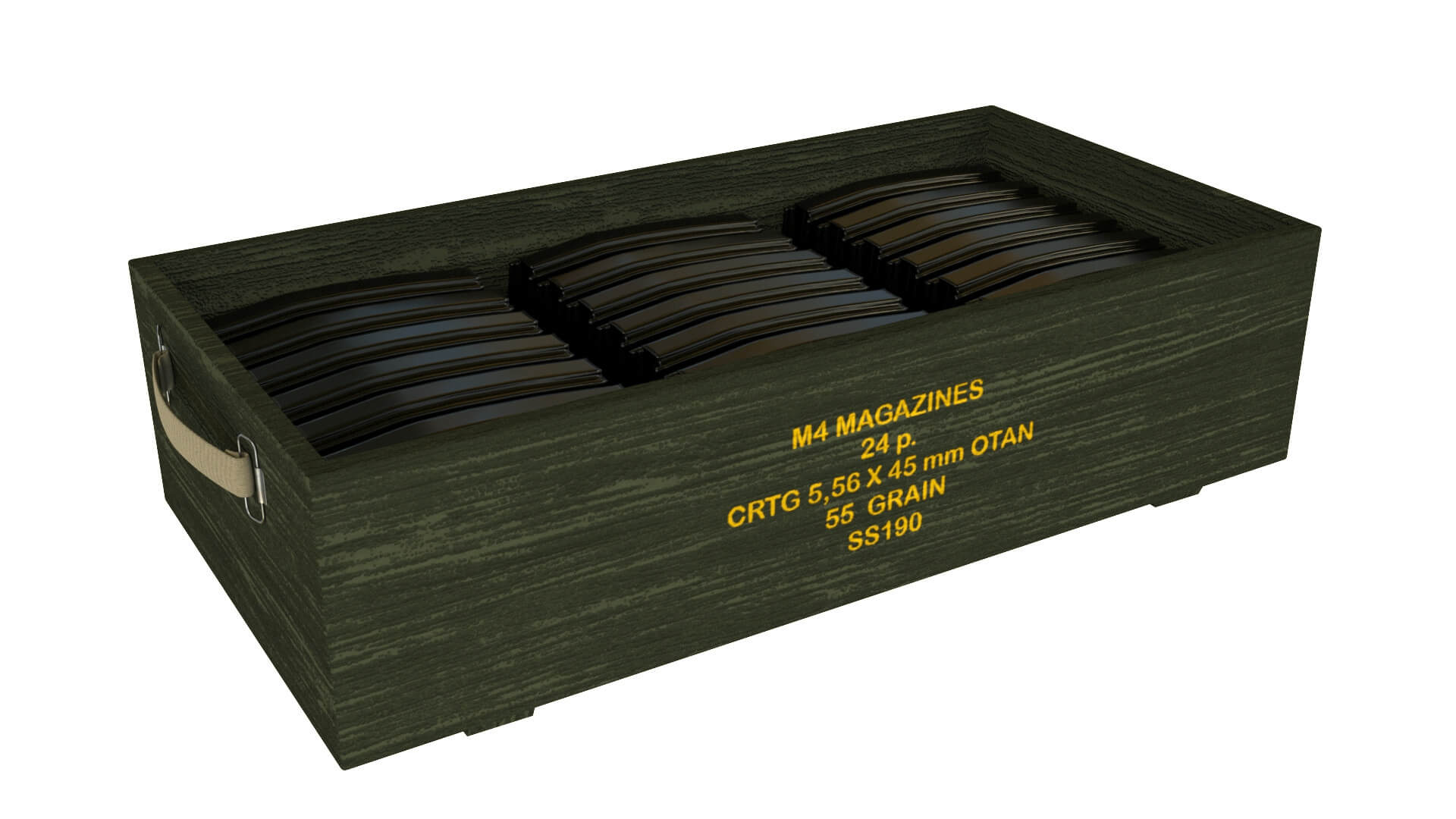 M4 Magazines Transport Wood Box - 3D Model by kopofx