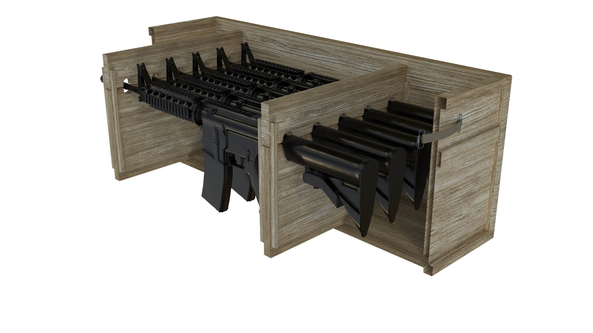 M4 Rifle Transport Wood Box - 3D Model by kopofx