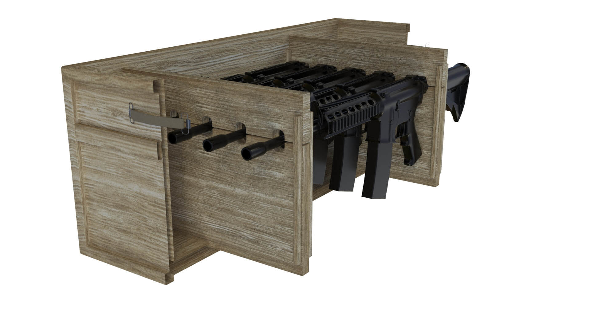 M4 Rifle Transport Wood Box - 3D Model by kopofx
