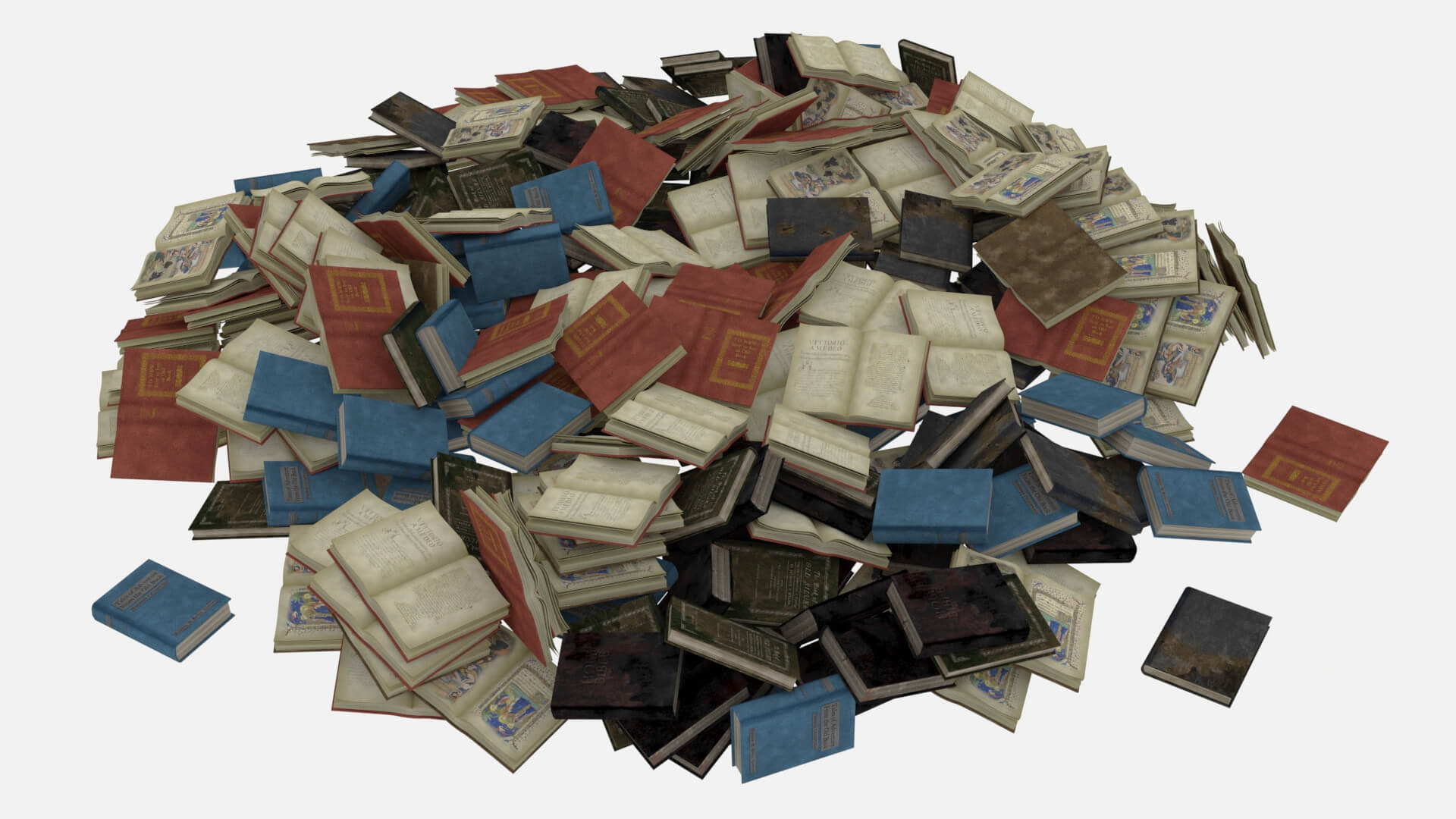 Old Book Pile Big - 3D Model by kopofx