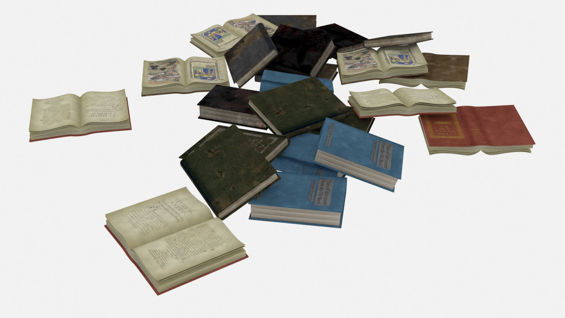 Old Book Pile Small - 3D Model by kopofx