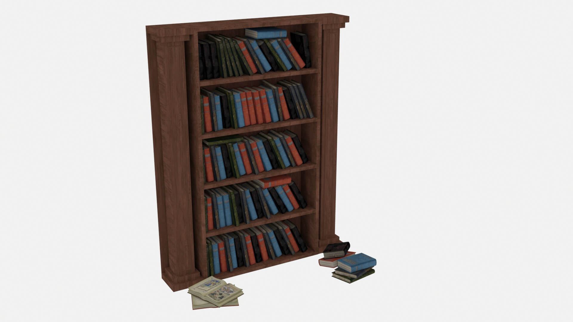 Old Shelf With Books 2 - 3D Model by kopofx