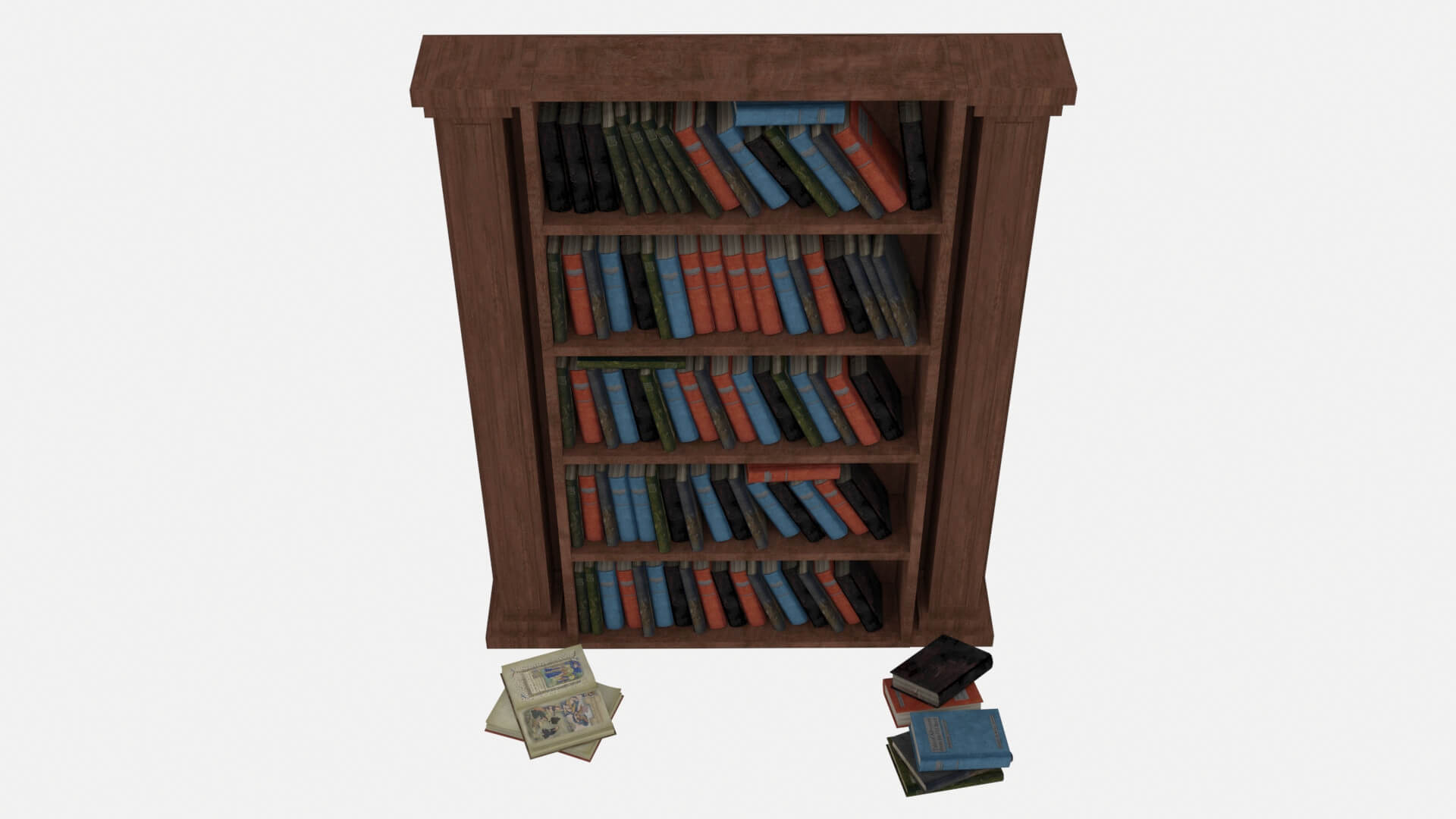 Old Shelf With Books 2 - 3D Model by kopofx
