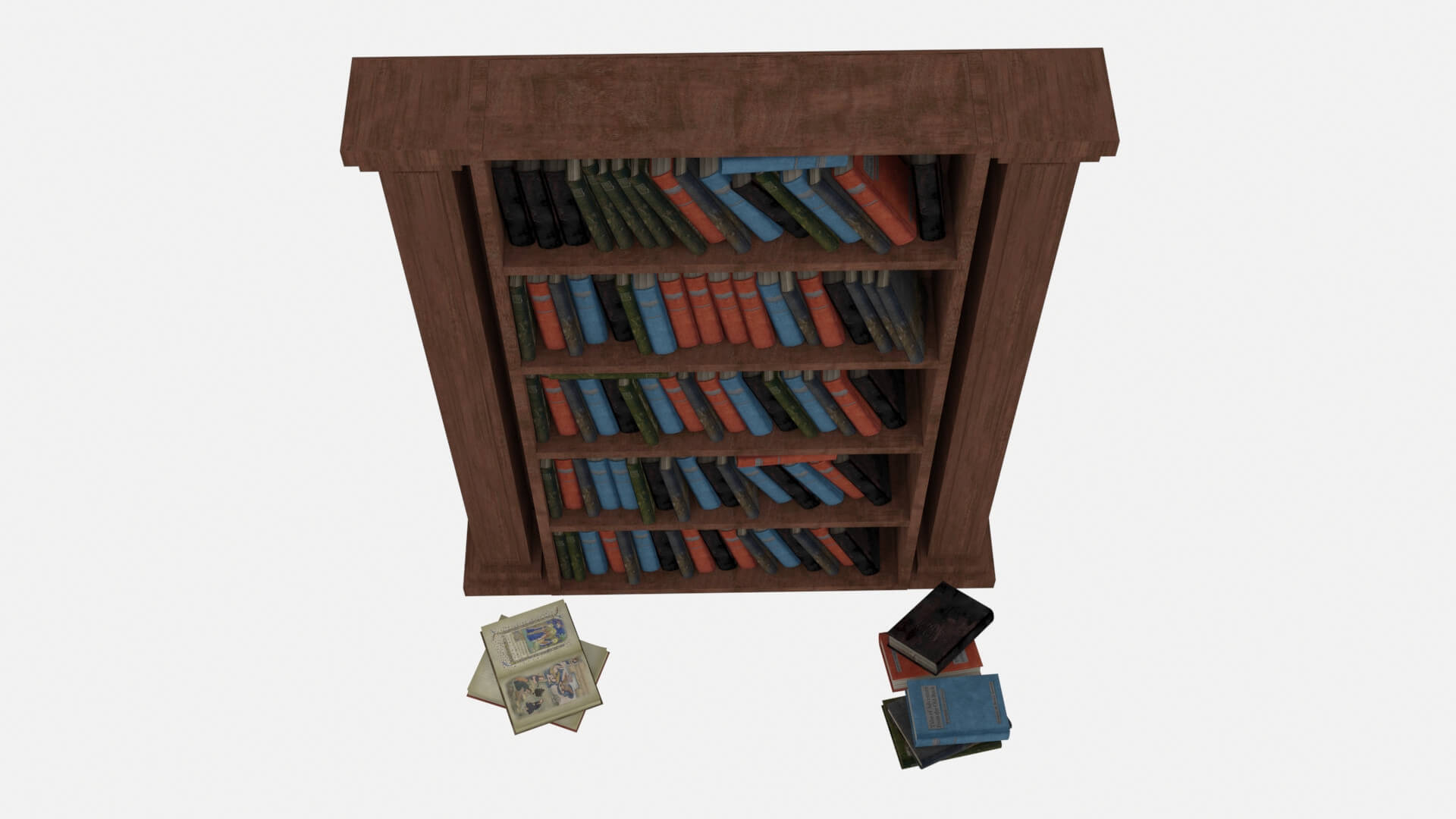 Old Shelf With Books 2 - 3D Model by kopofx