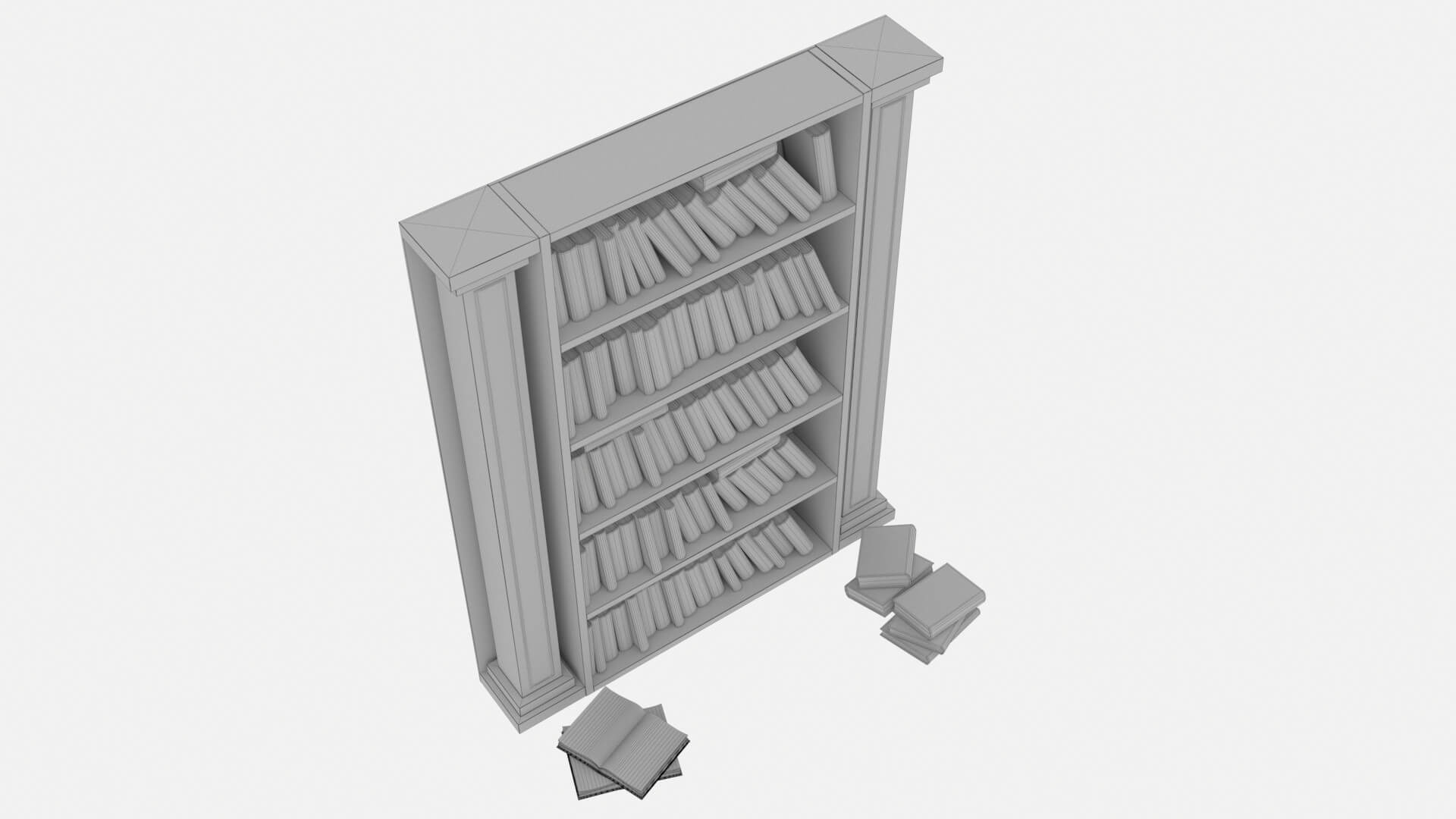 Old Shelf With Books 2 - 3D Model by kopofx