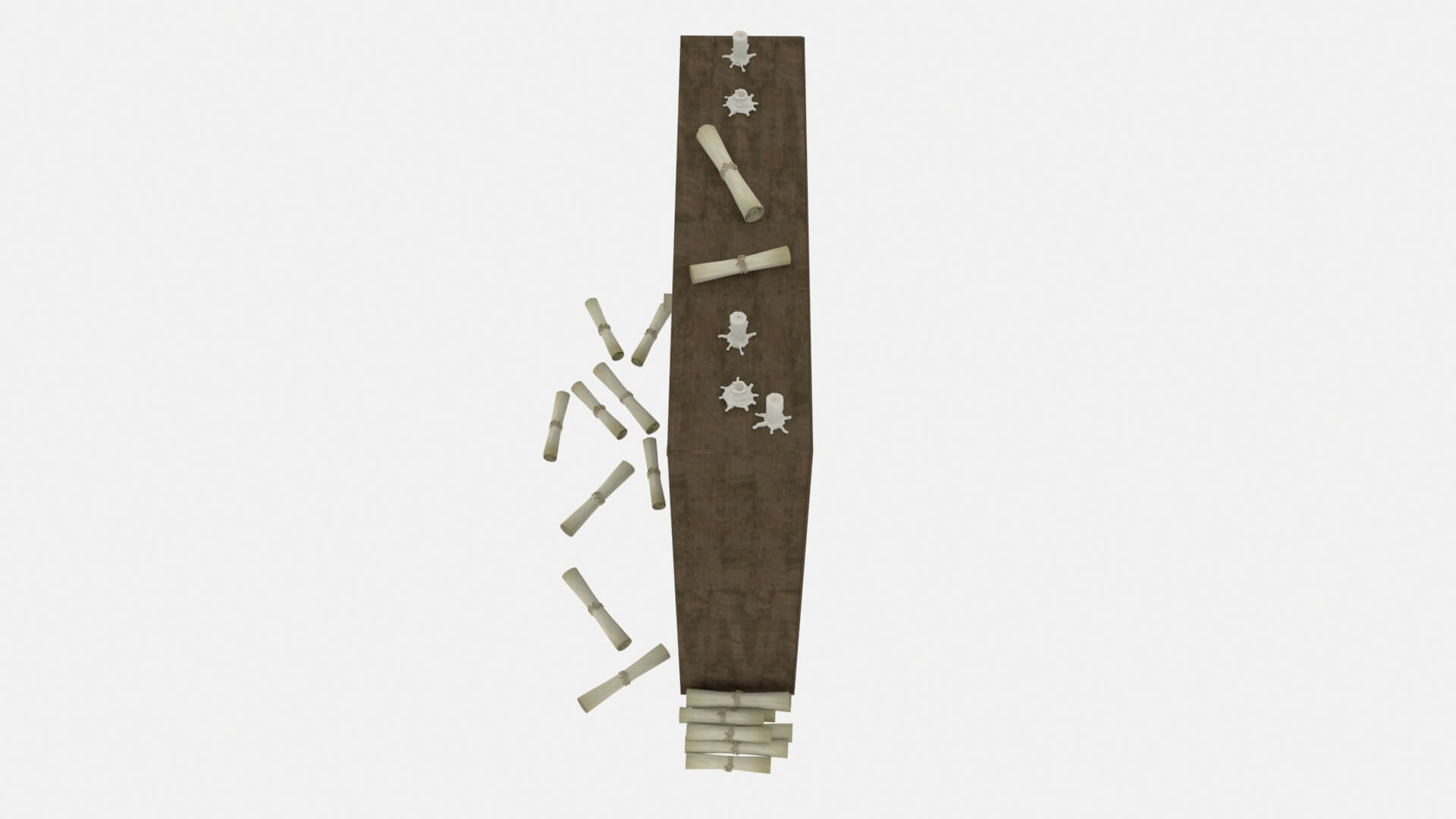 Old Wood Shelf With Scrolls and Candles - 3D Model by kopofx