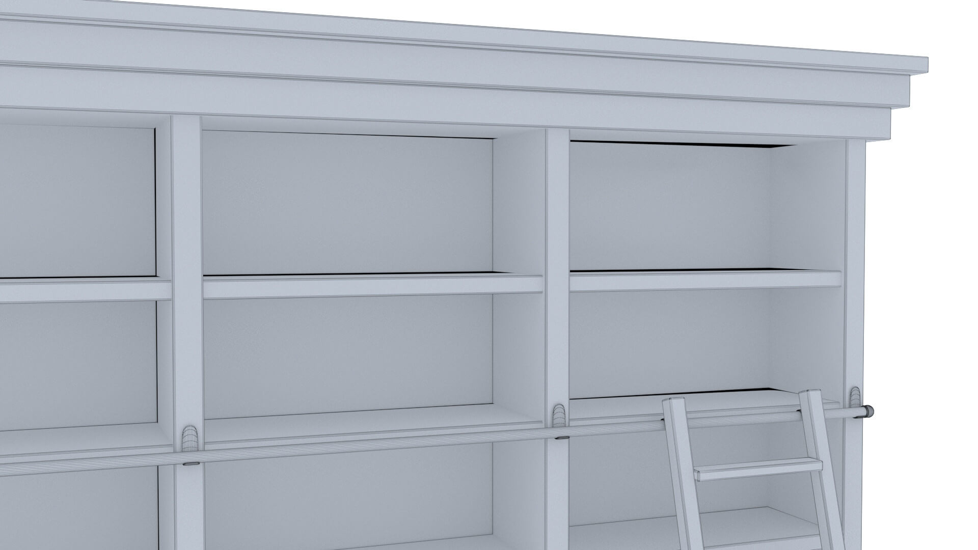 Old Wood Shelf With Sliding Ladder - 3D Model by kopofx