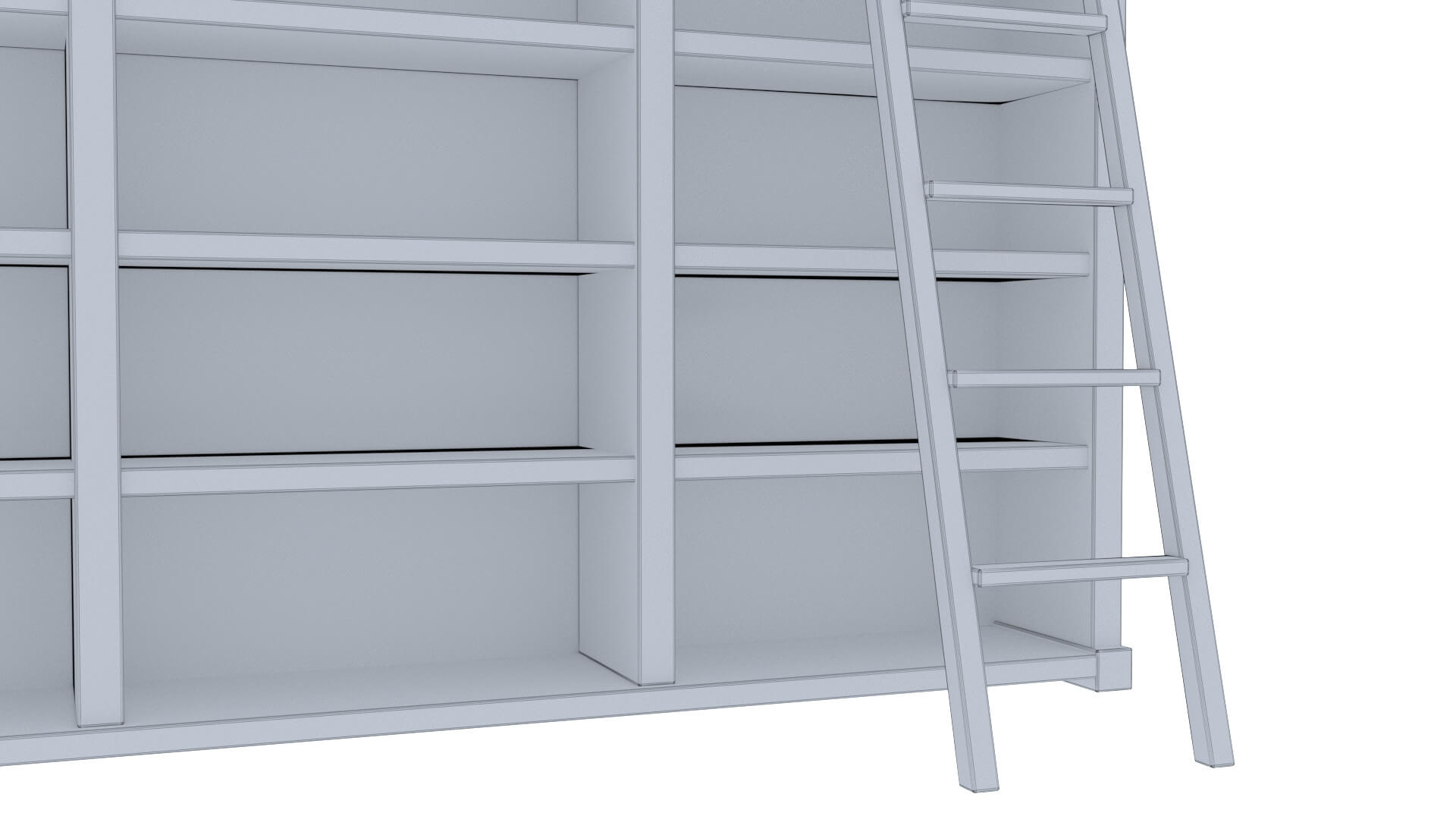 Old Wood Shelf With Sliding Ladder - 3D Model by kopofx