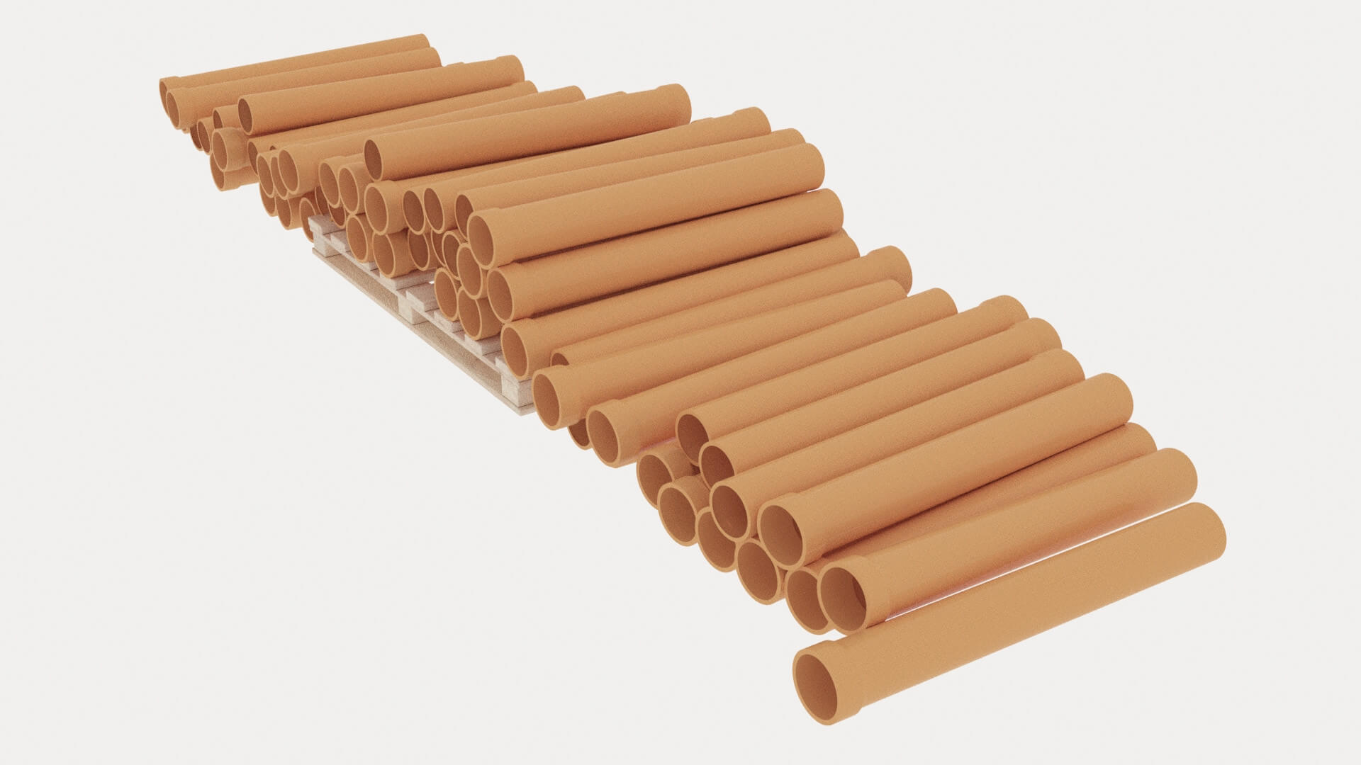 PVC Plastic Pipes Pallet Pile 1 - 3D Model by kopofx