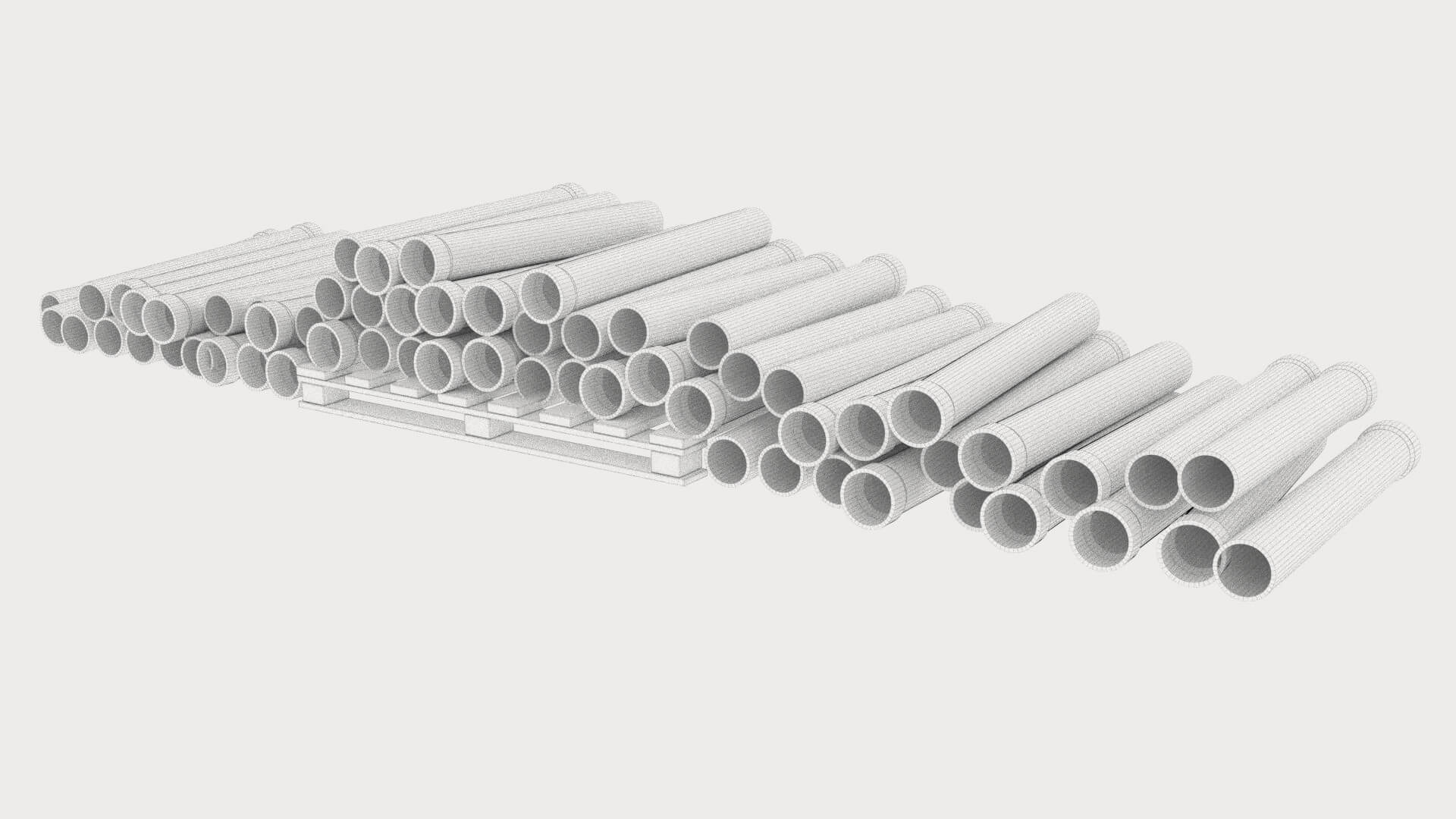 PVC Plastic Pipes Pallet Pile 1 - 3D Model by kopofx