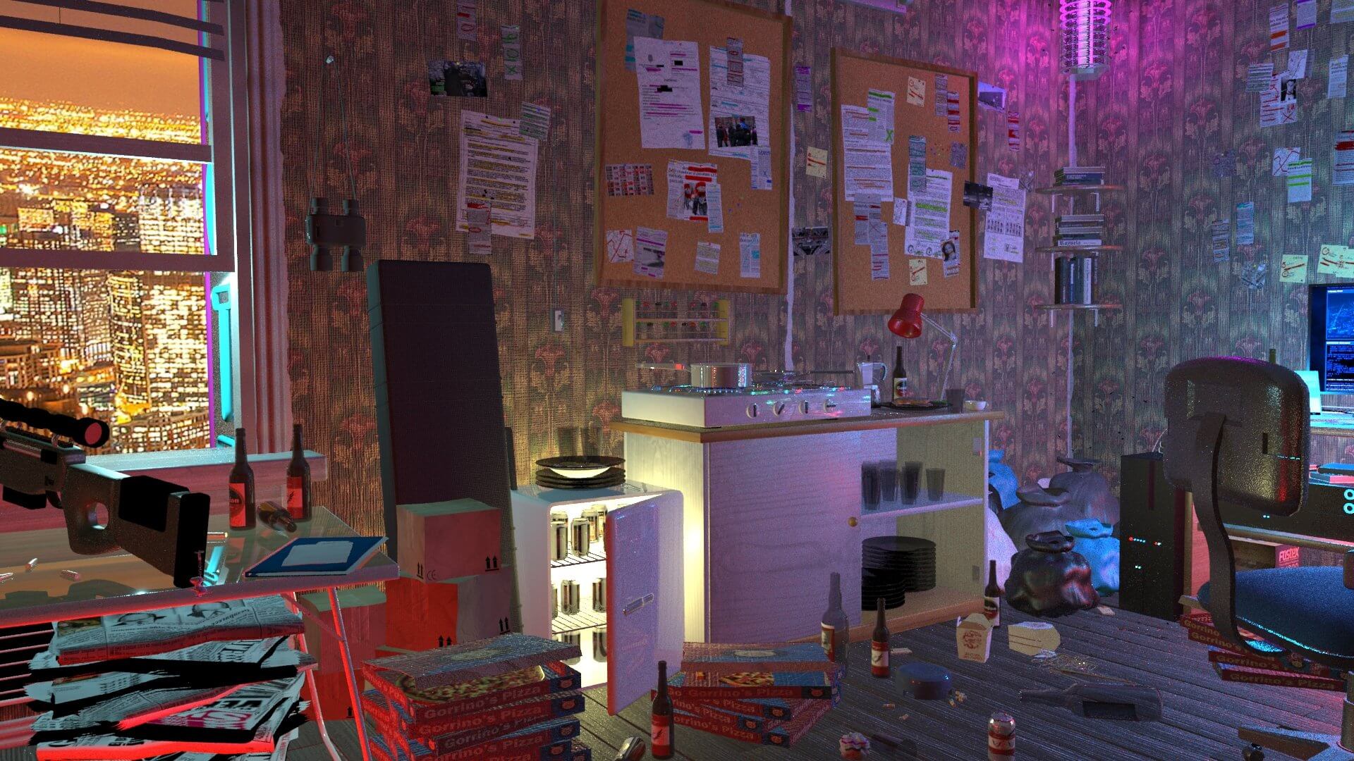 Sniper Bedroom Interior - 3D Model by kopofx