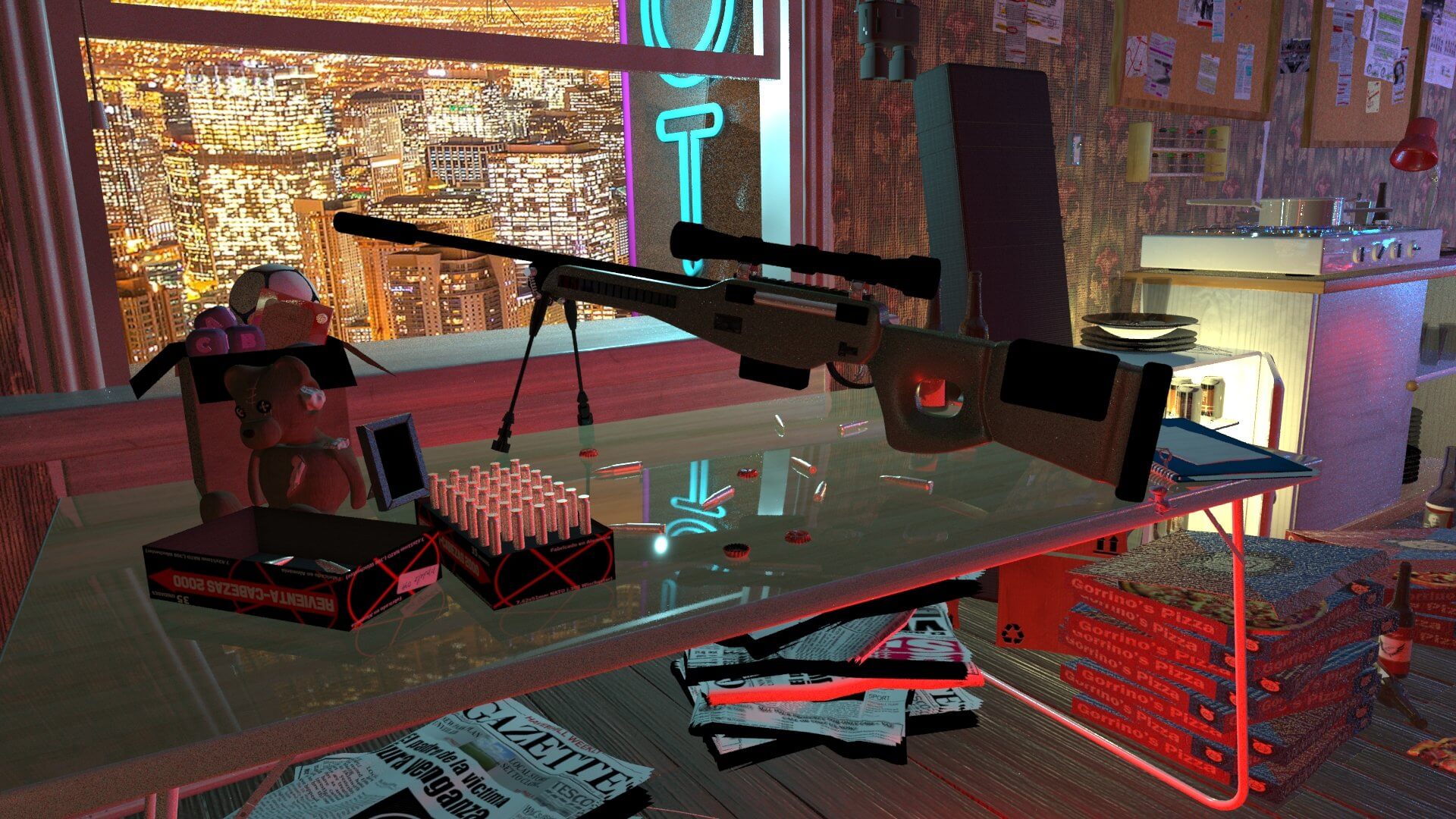 Sniper Bedroom Interior - 3D Model by kopofx