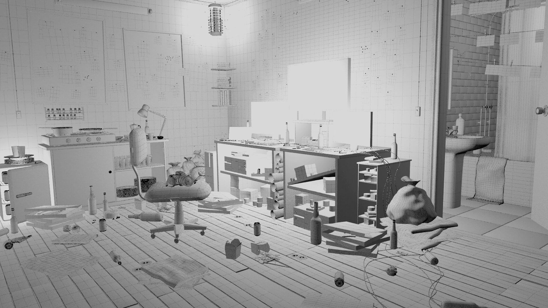 Sniper Bedroom Interior - 3D Model by kopofx