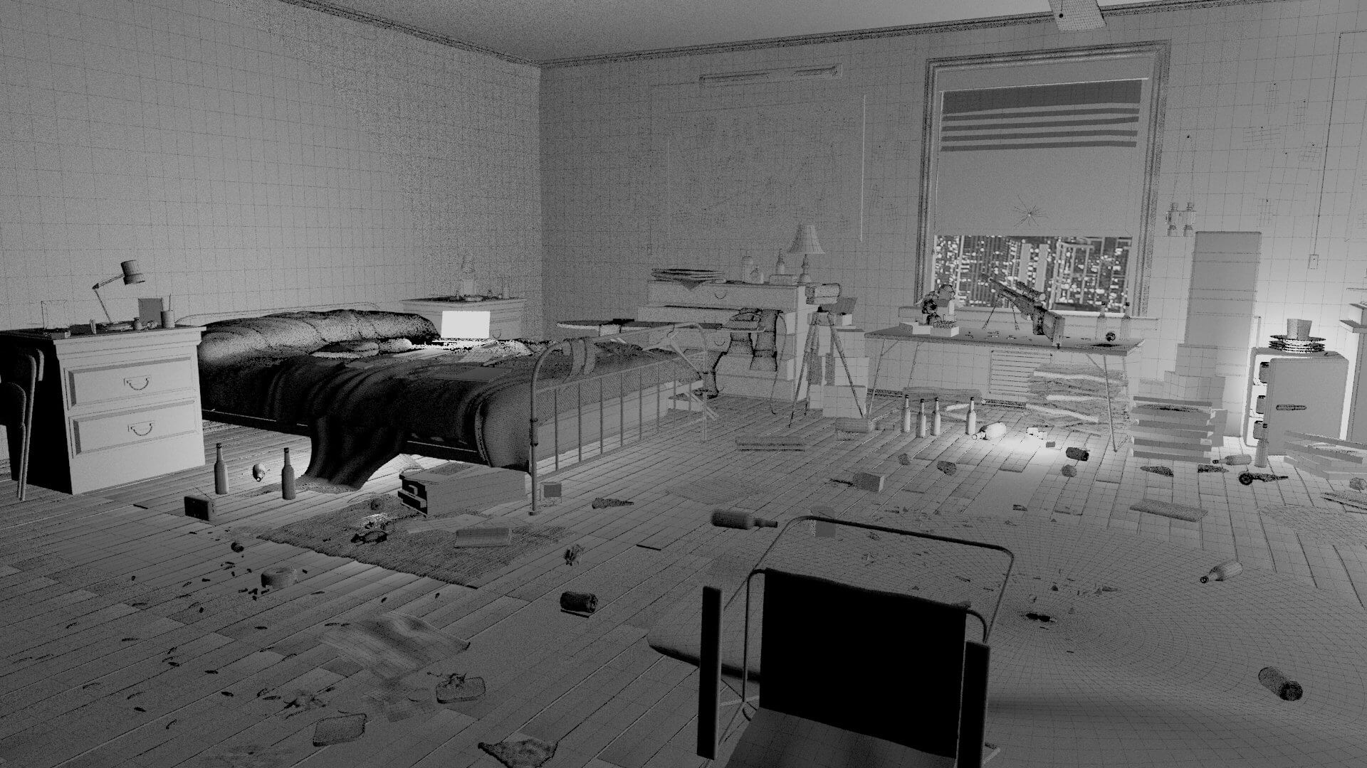 Sniper Bedroom Interior - 3D Model by kopofx