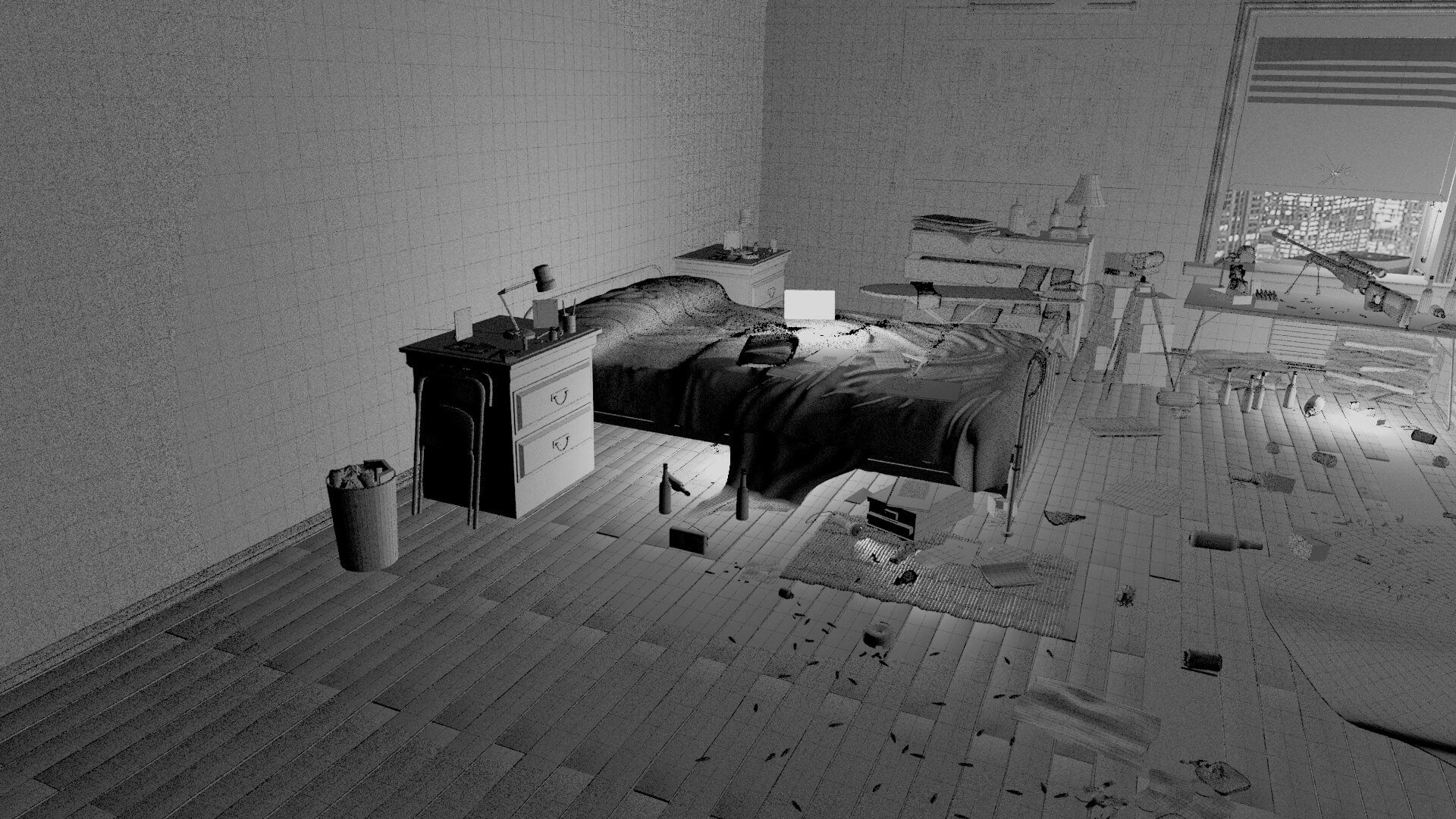 Sniper Bedroom Interior - 3D Model by kopofx