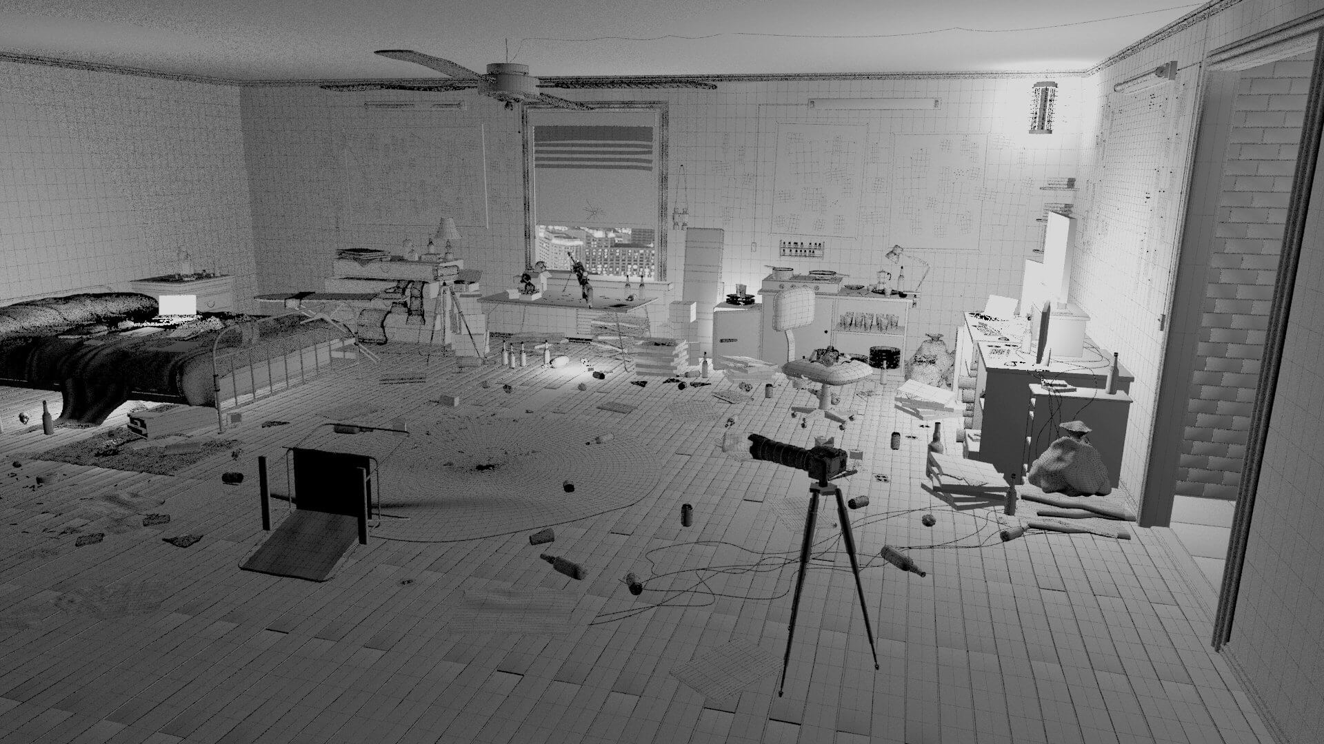 Sniper Bedroom Interior - 3D Model by kopofx