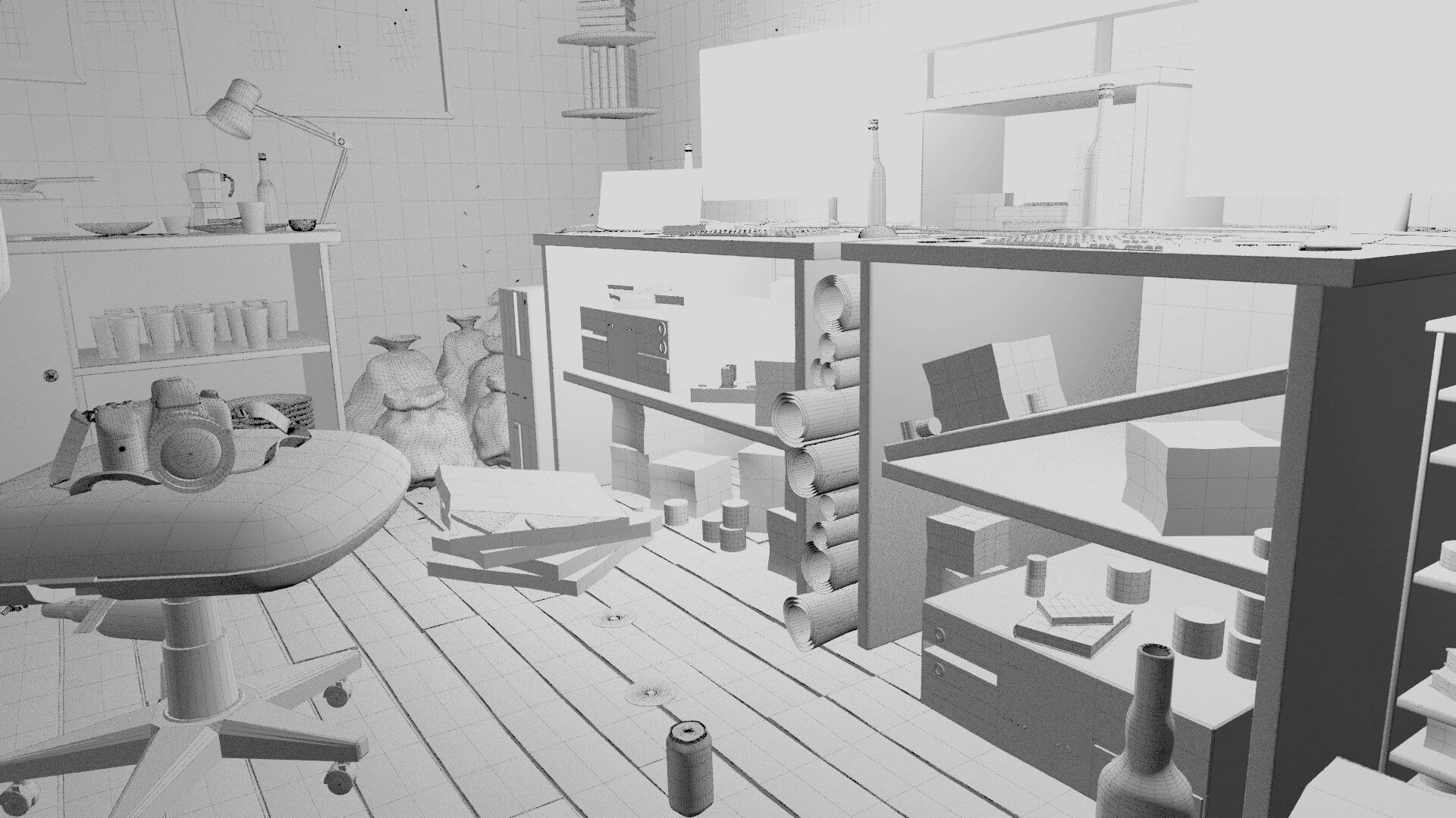 Sniper Bedroom Interior - 3D Model by kopofx