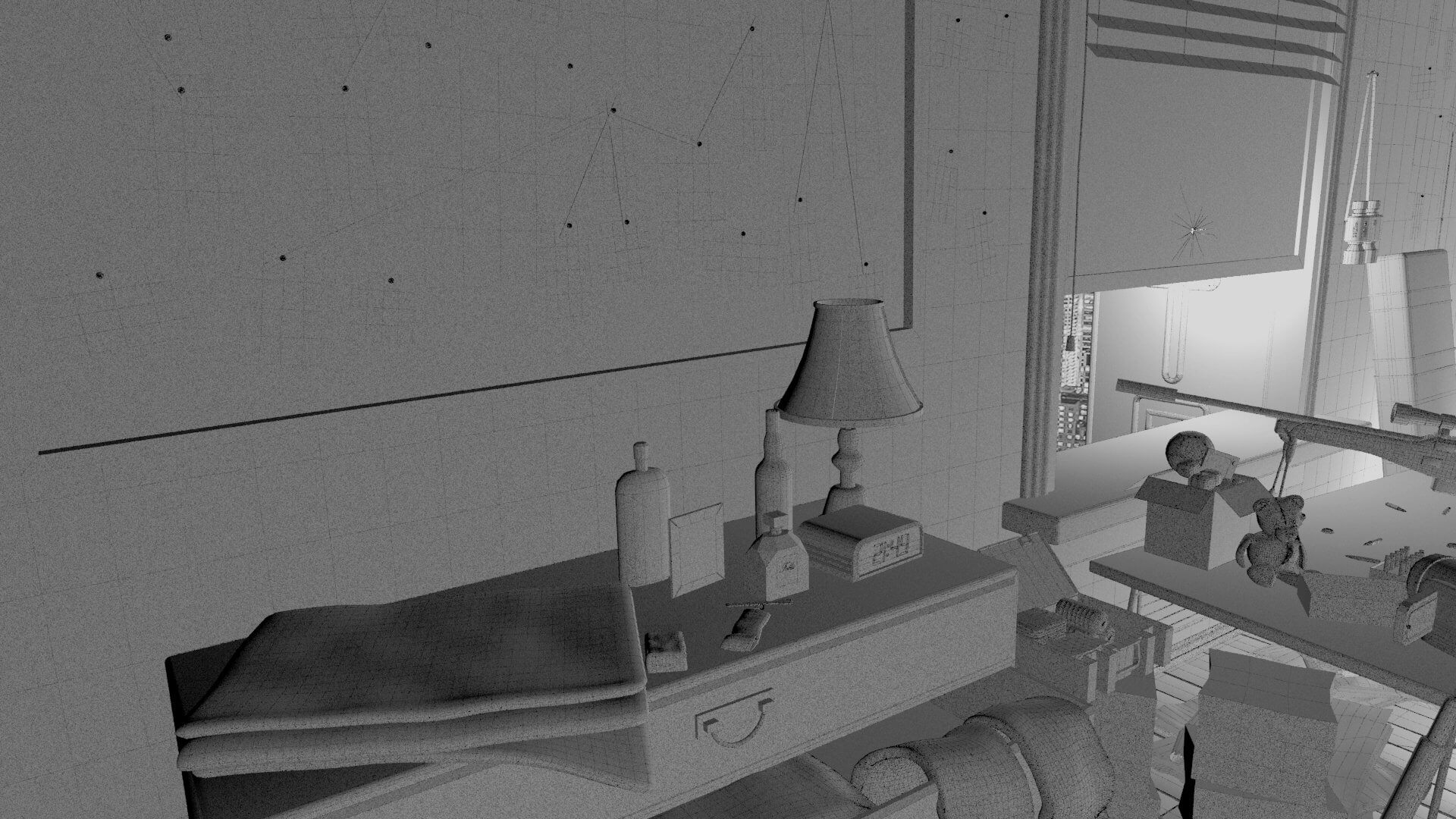 Sniper Bedroom Interior - 3D Model by kopofx