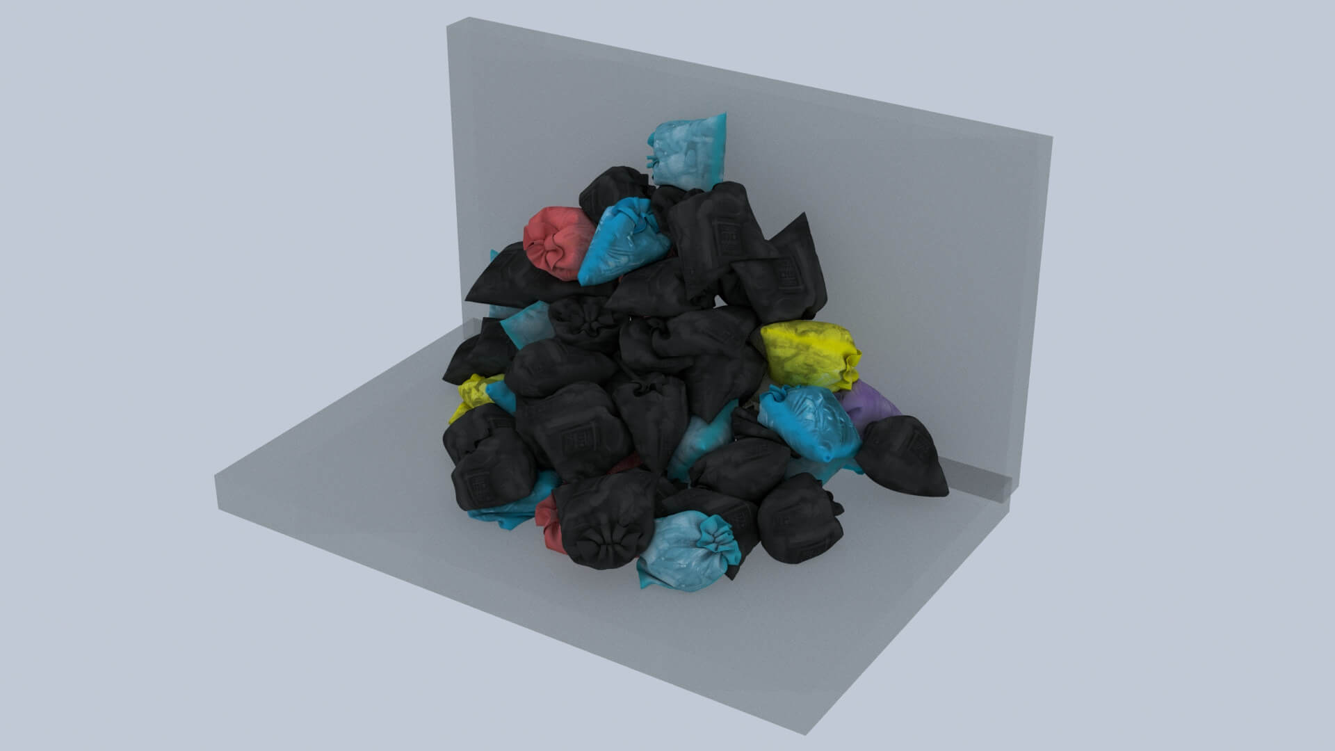 Textured Garbage Bags Pile in a Wall - 3D Model by kopofx