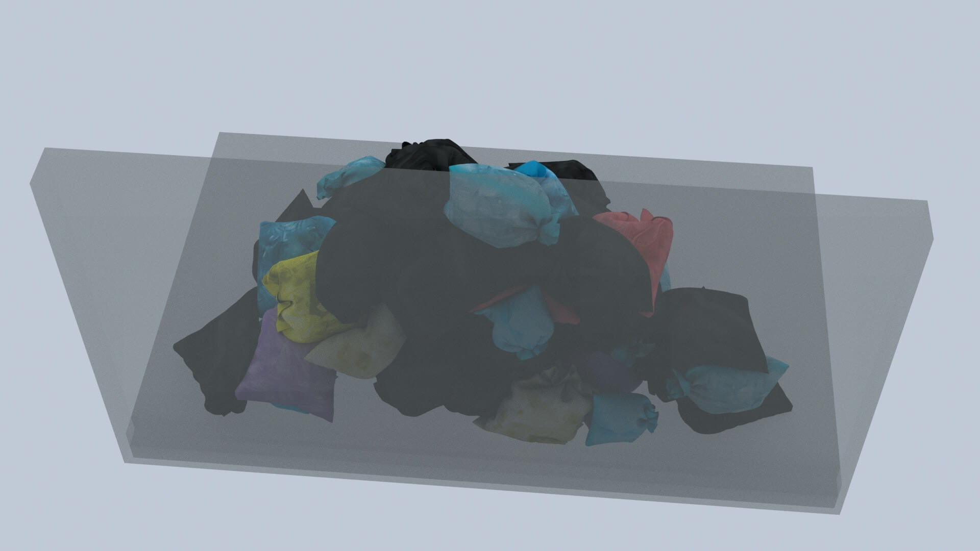 Textured Garbage Bags Pile in a Wall - 3D Model by kopofx